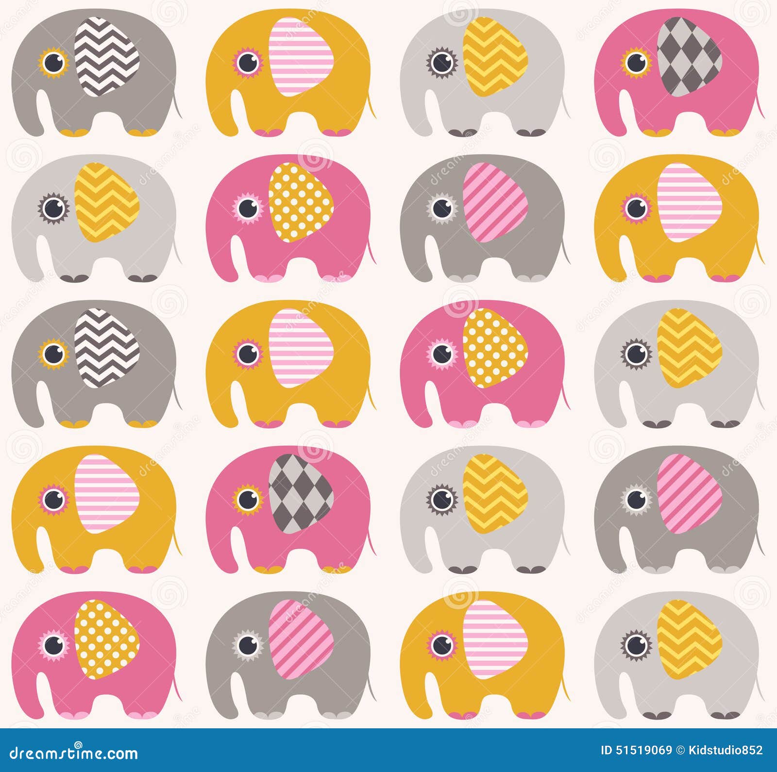 Seamless Animal Elephant Pattern Stock Vector - Illustration of dots ...