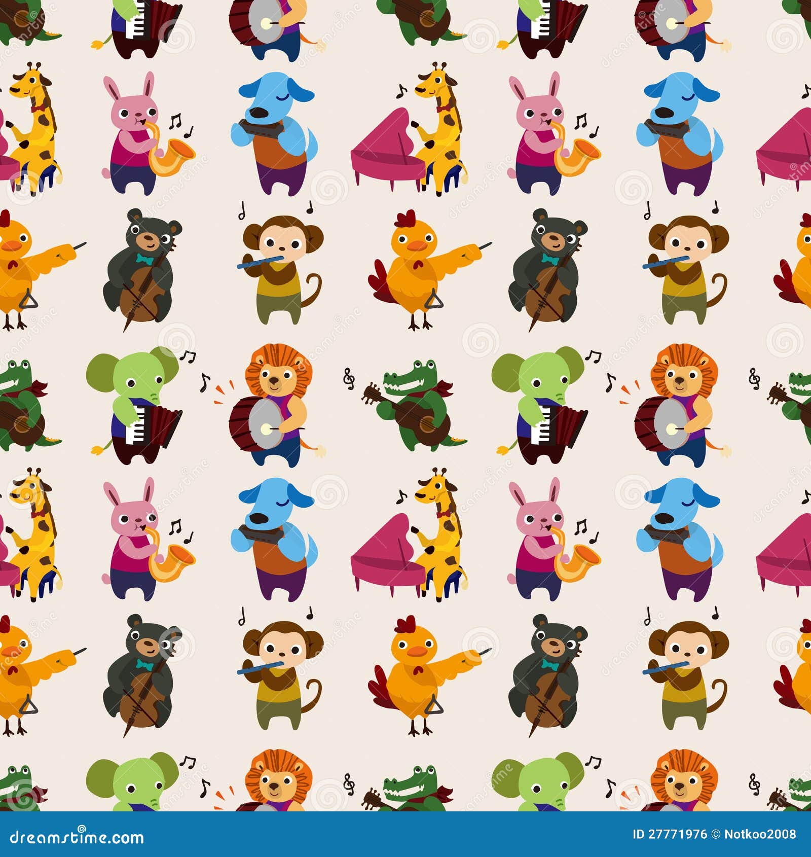 Seamless Animal Music Pattern Stock Vector - Illustration of forest ...