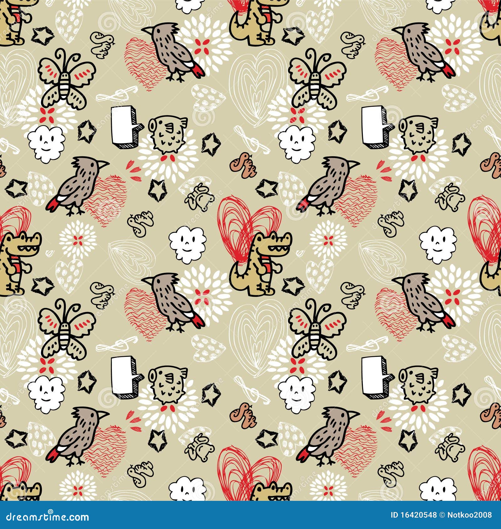 Seamless animal pattern stock vector. Illustration of bird - 16420548