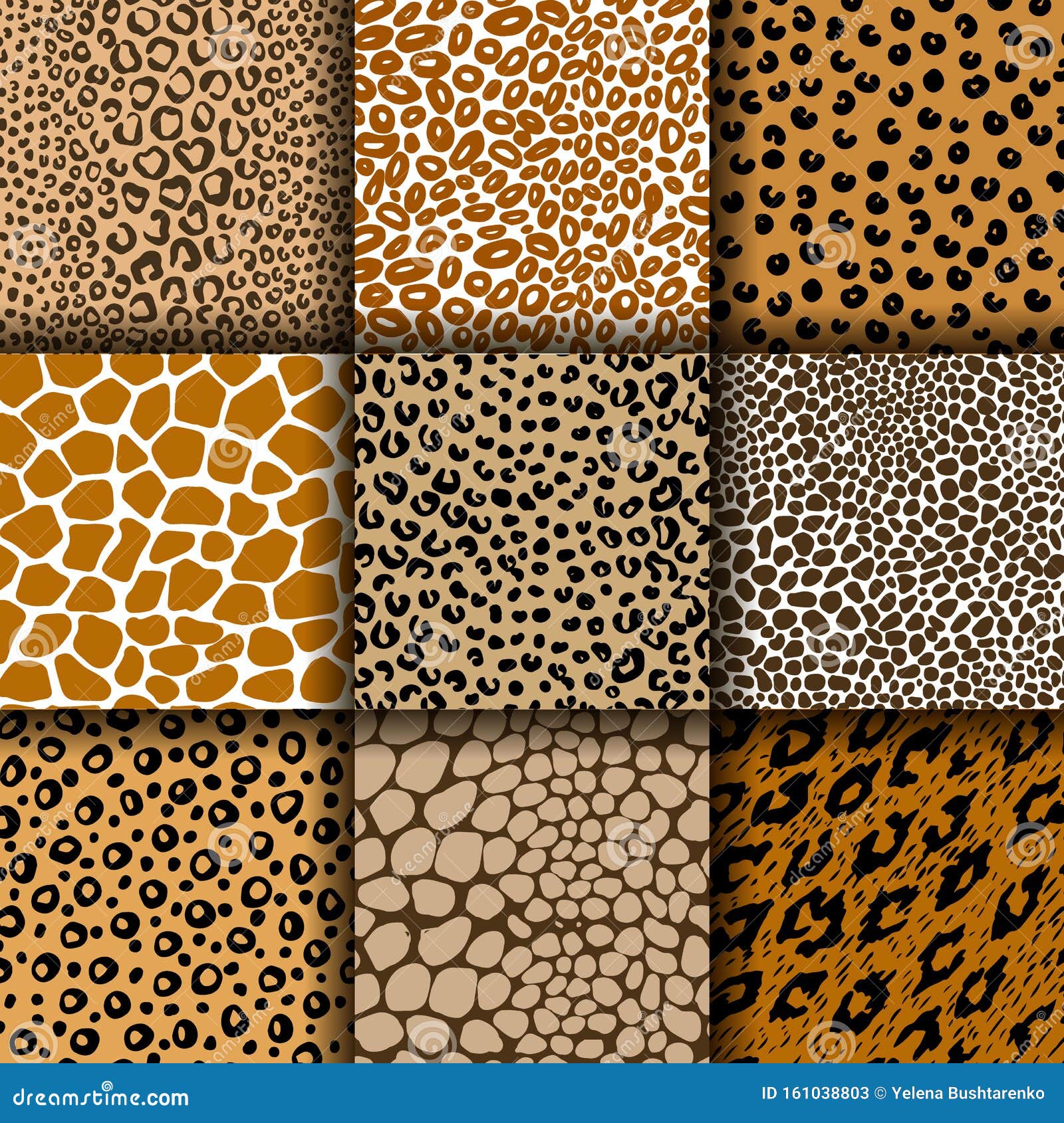 Seamless Animal Pattern Skin Fur Vector Pack Stock Vector ...