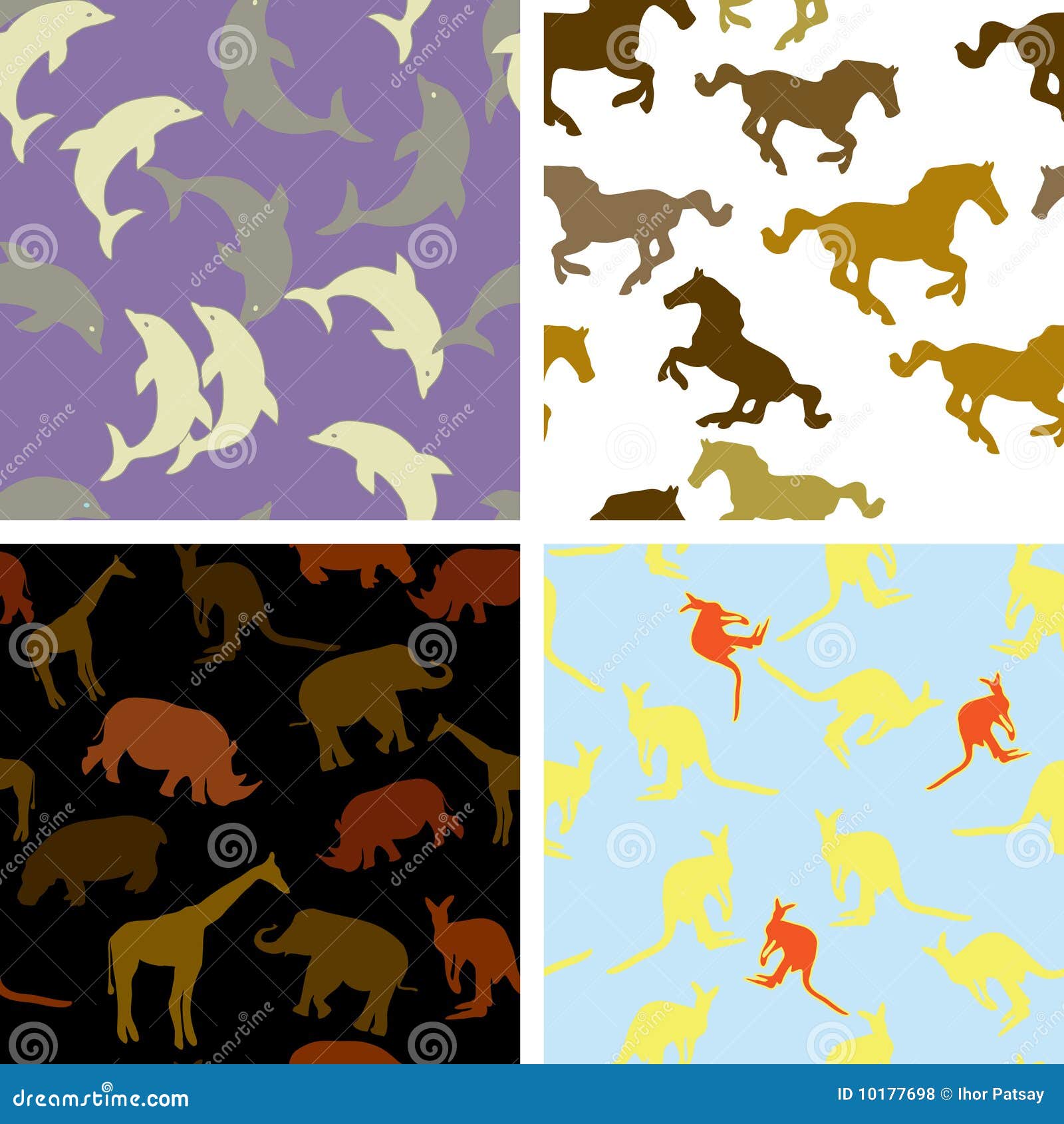 Seamless animal patterns stock vector. Illustration of happy - 10177698