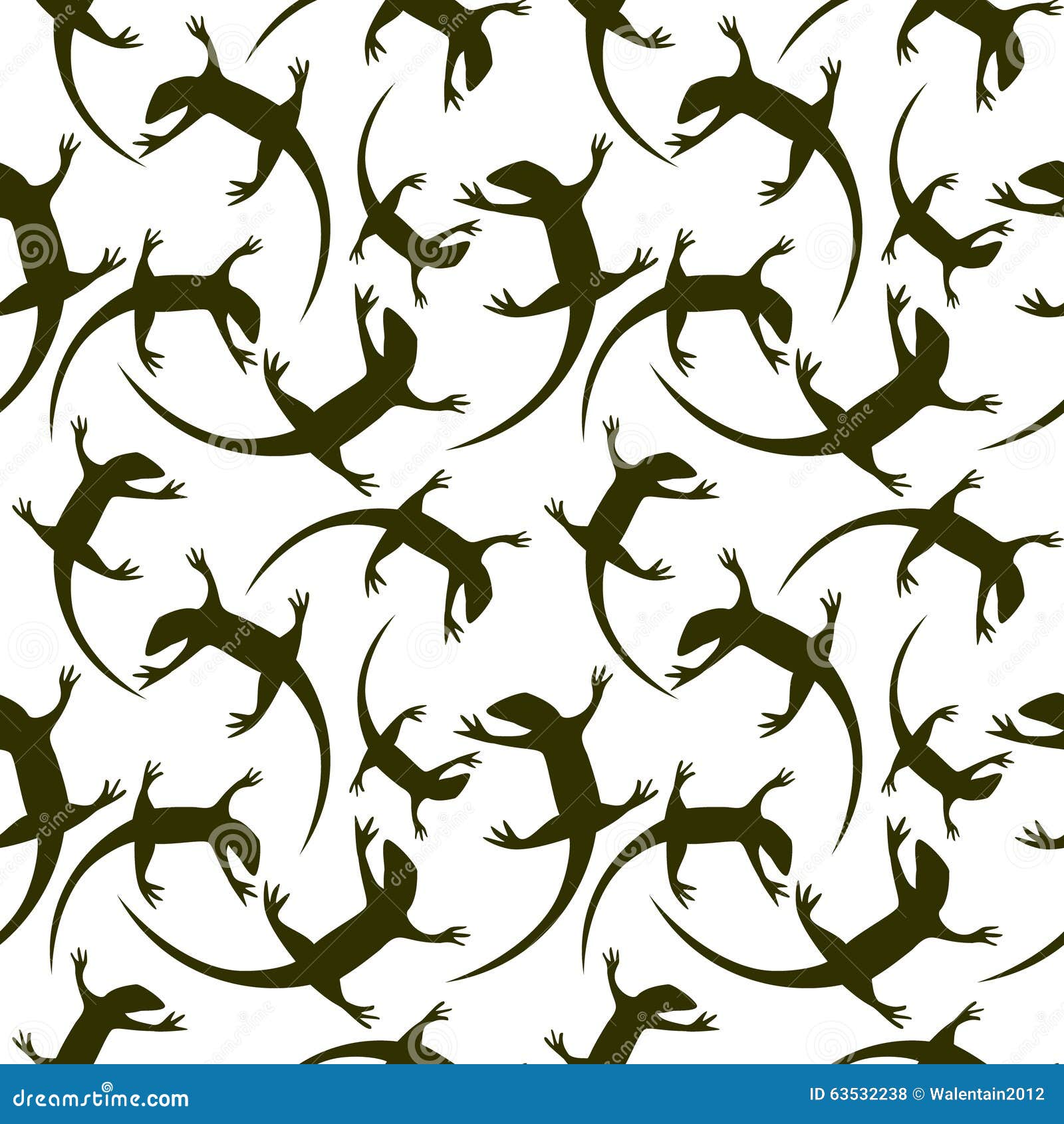 Seamless Animal Vector Pattern, Chaotic Background with Dark Reptiles ...