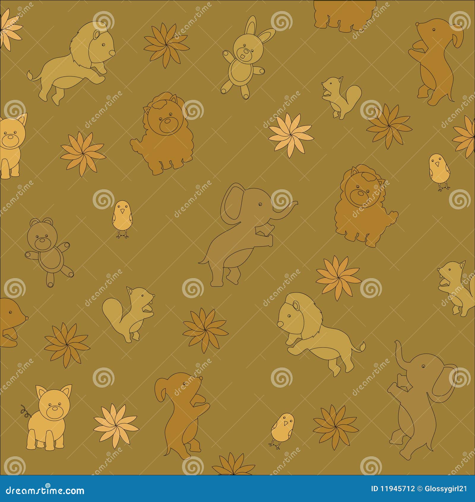 Seamless animals pattern stock vector. Illustration of banner - 11945712