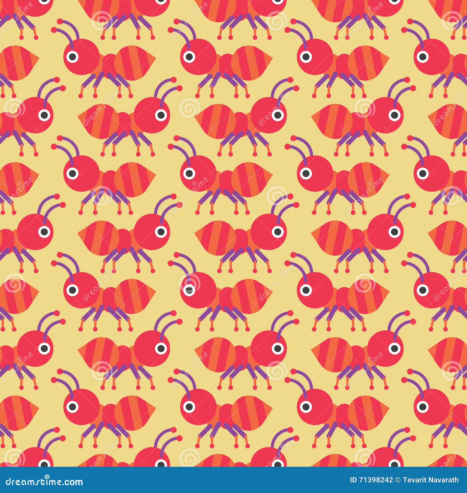 Seamless ant pattern stock vector. Illustration of colour - 71398242