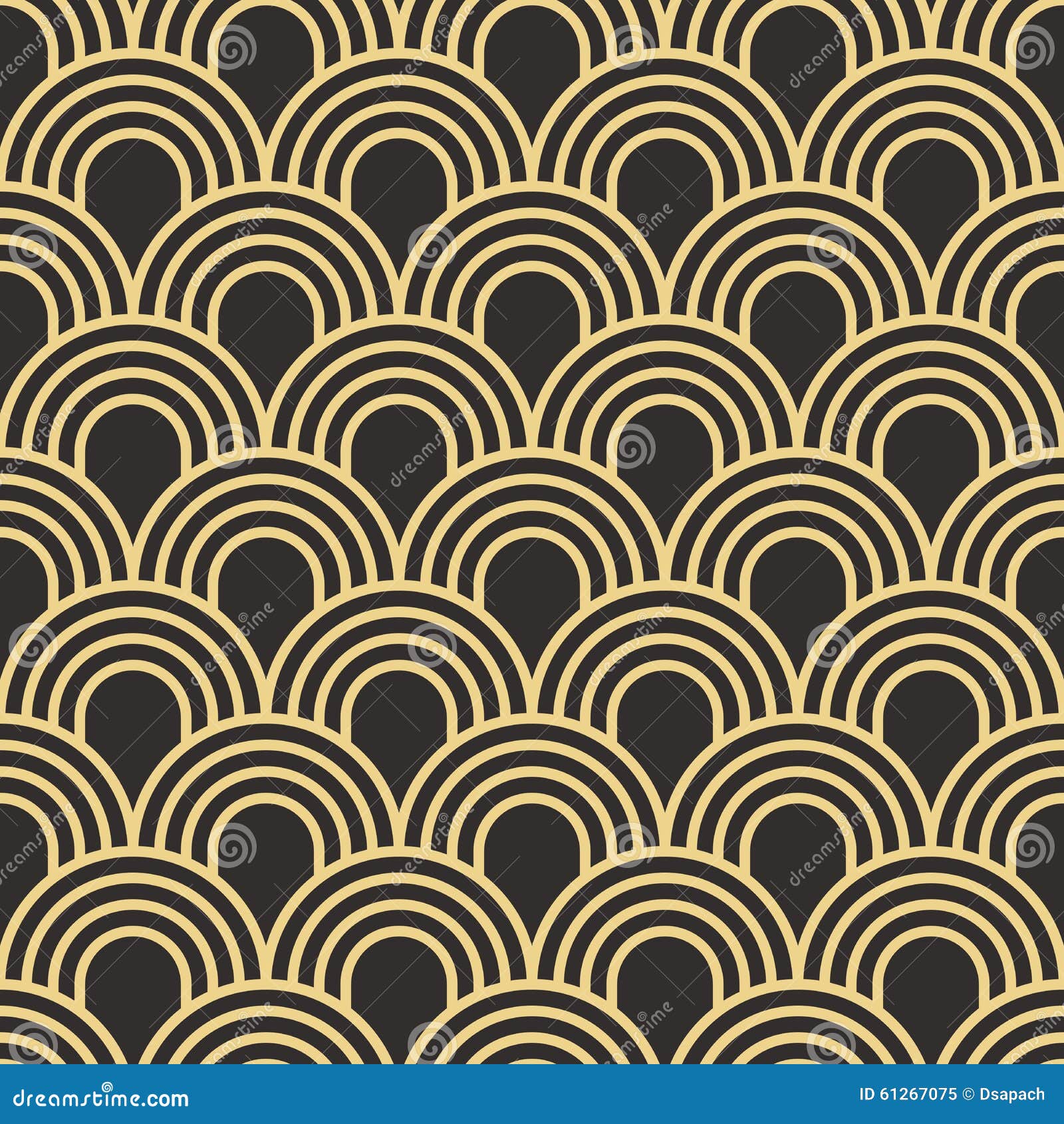 Seamless Antique Palette Simple Art Deco Wave Scales Pattern Vector ...