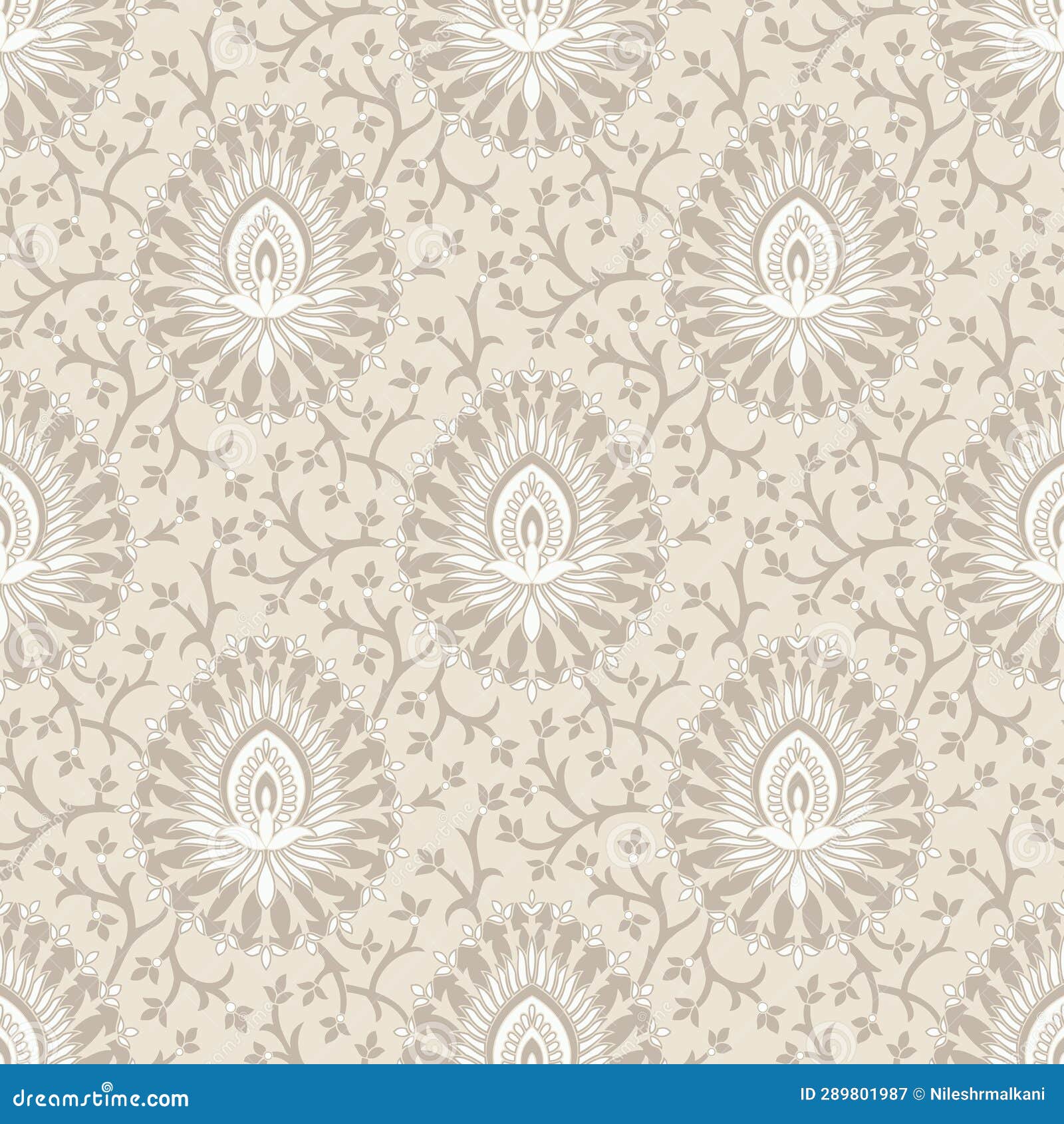 Seamless Antique Vector Wallpaper Pattern Design Stock Illustration ...
