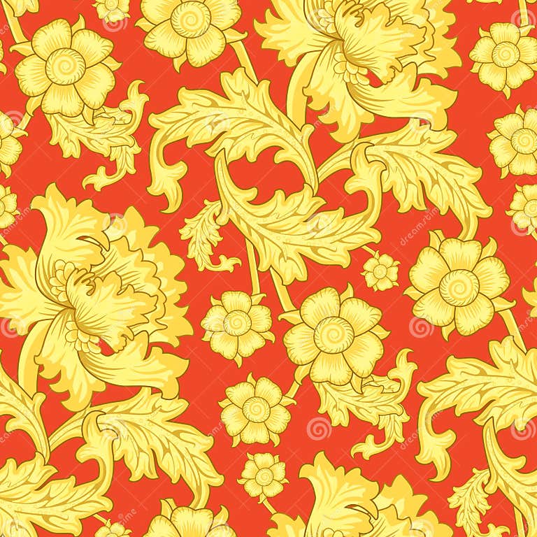 Seamless Antique Wallpaper Pattern Stock Illustration - Illustration of ...