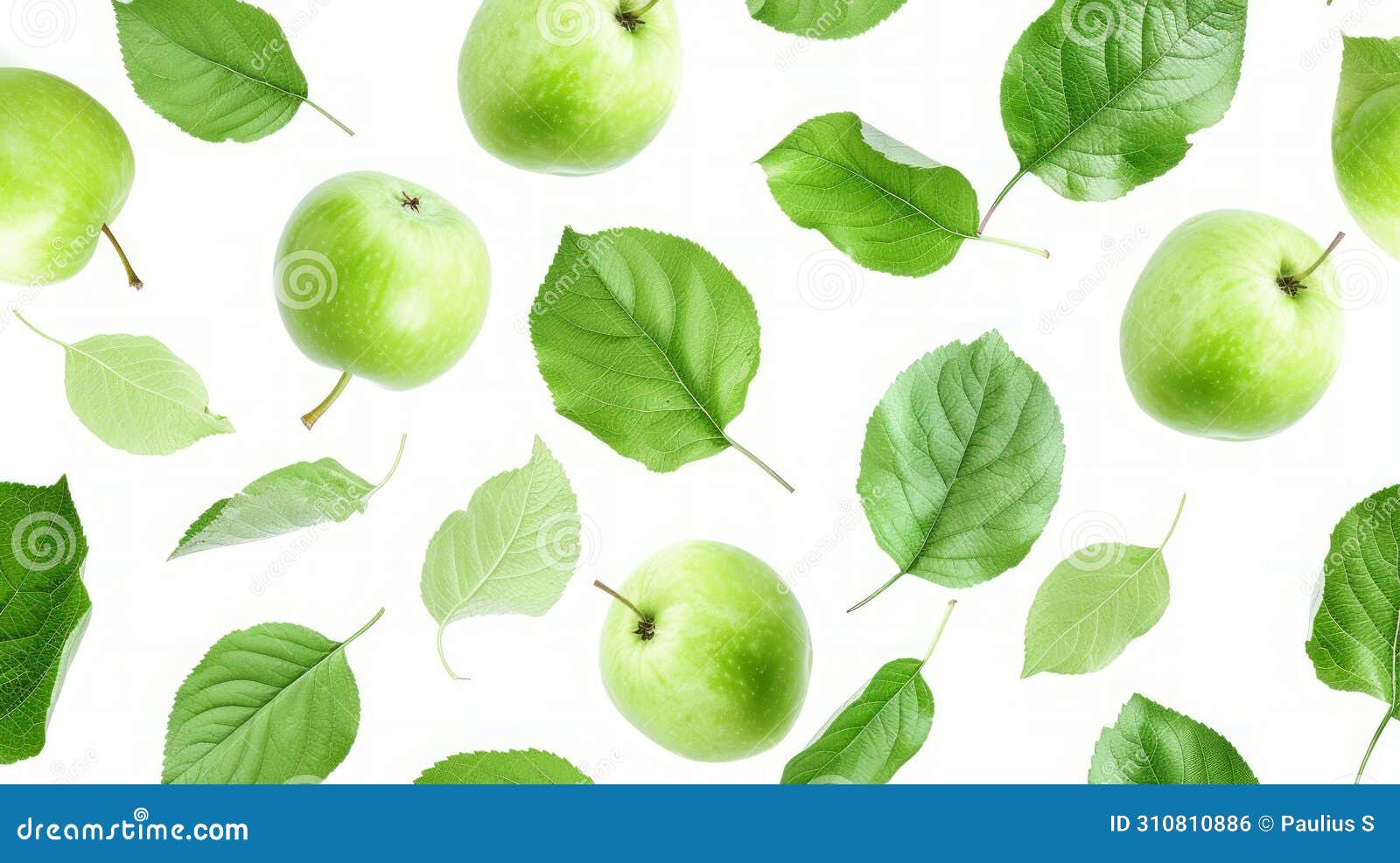 Seamless Apple Leaf Pattern Isolated on White: Stock Illustration ...