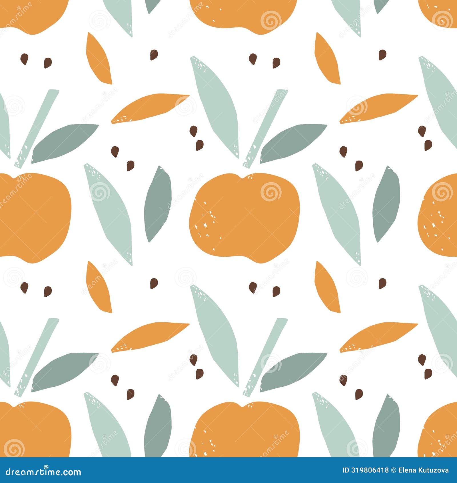 Seamless Apple Pattern. Abstract Repeating Background In Printmaking Style. Natural Background ...