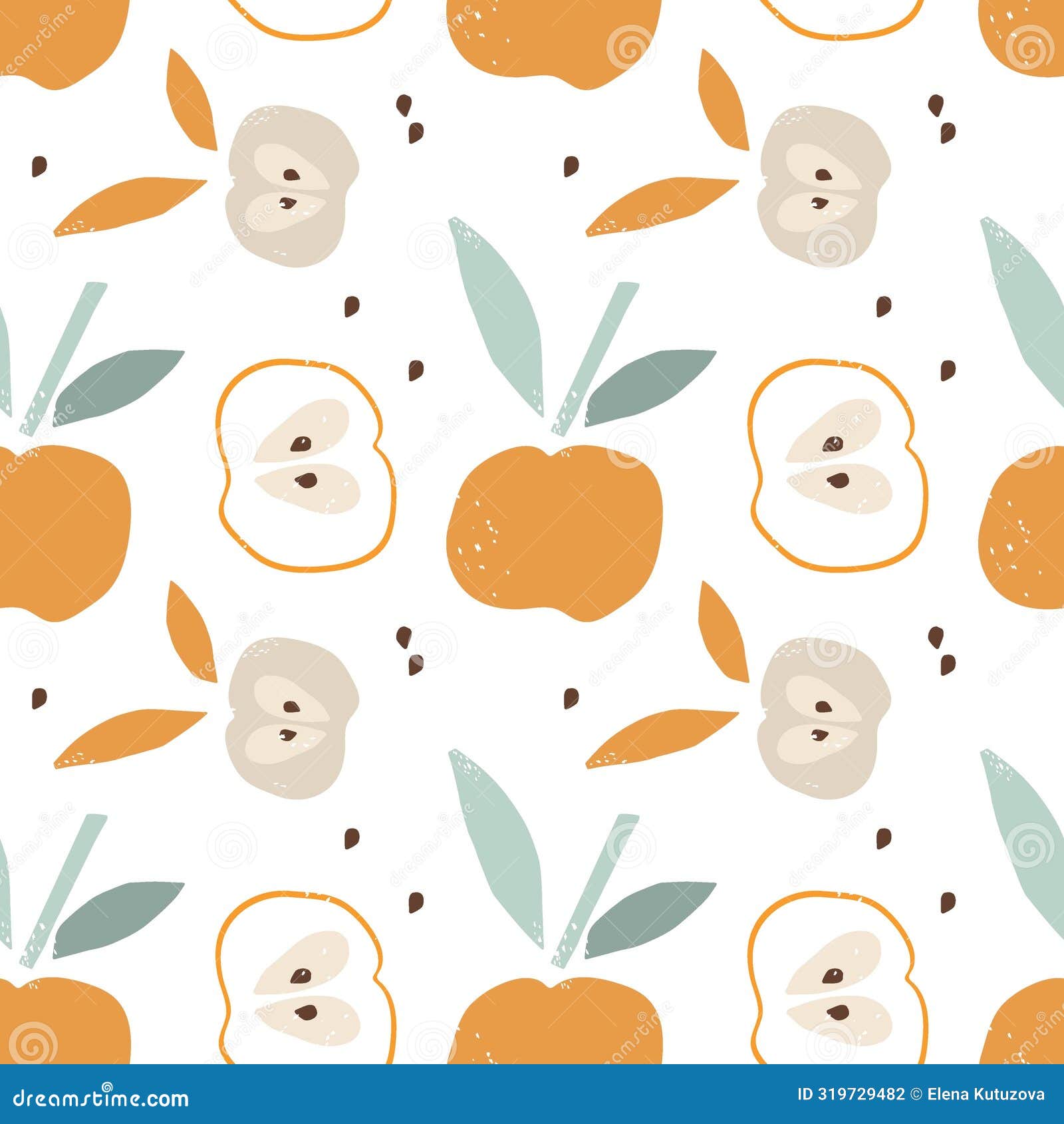 Seamless Apple Pattern. Print In Printmaking Style. Abstract Natural ...