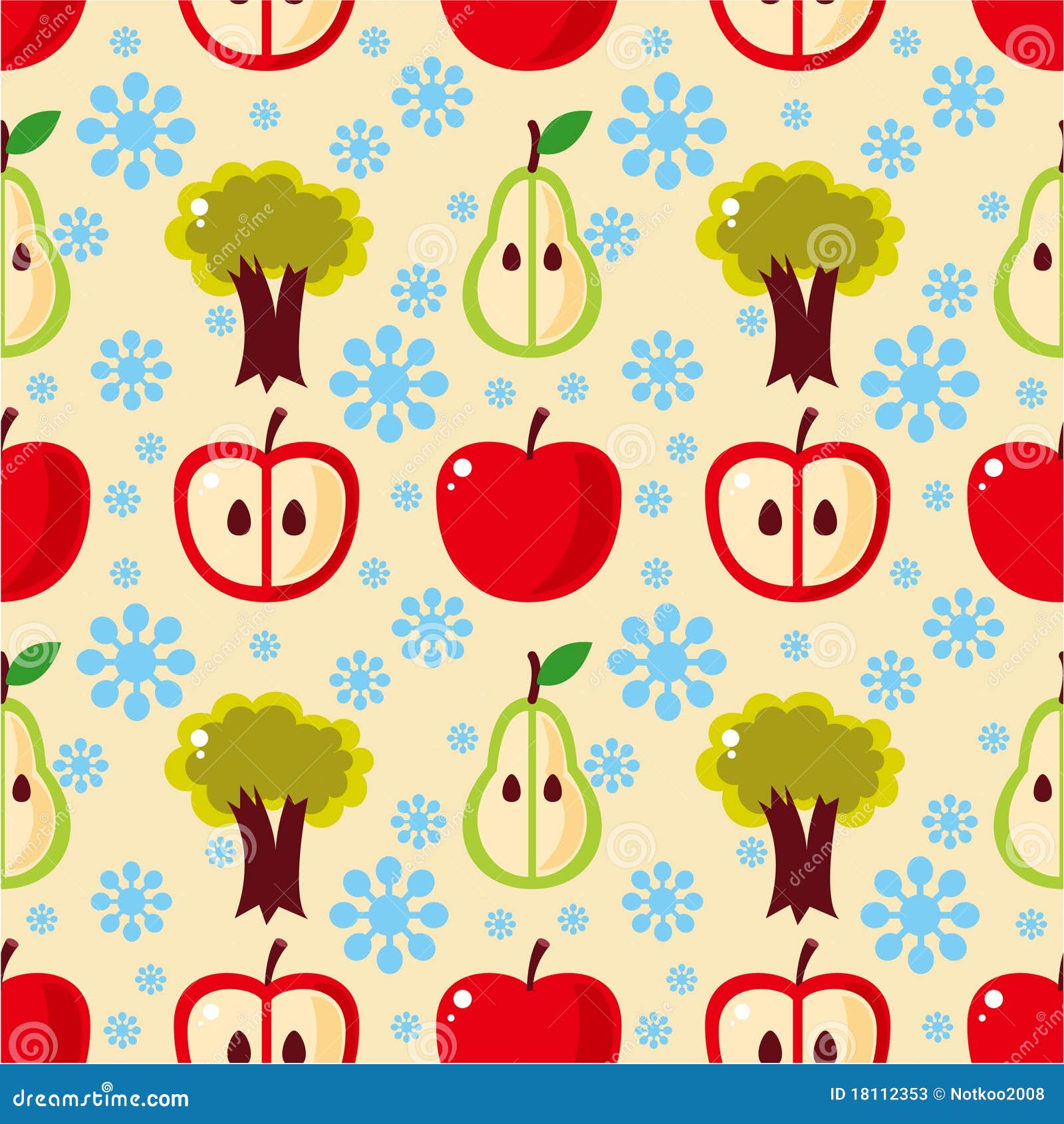 Seamless Apple Tree Pattern Stock Vector - Illustration of colorful ...