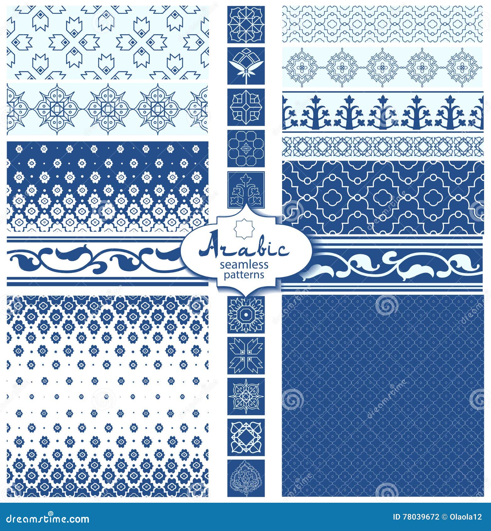 Seamless Arabic Backgrounds and Borders Stock Vector - Illustration of ...