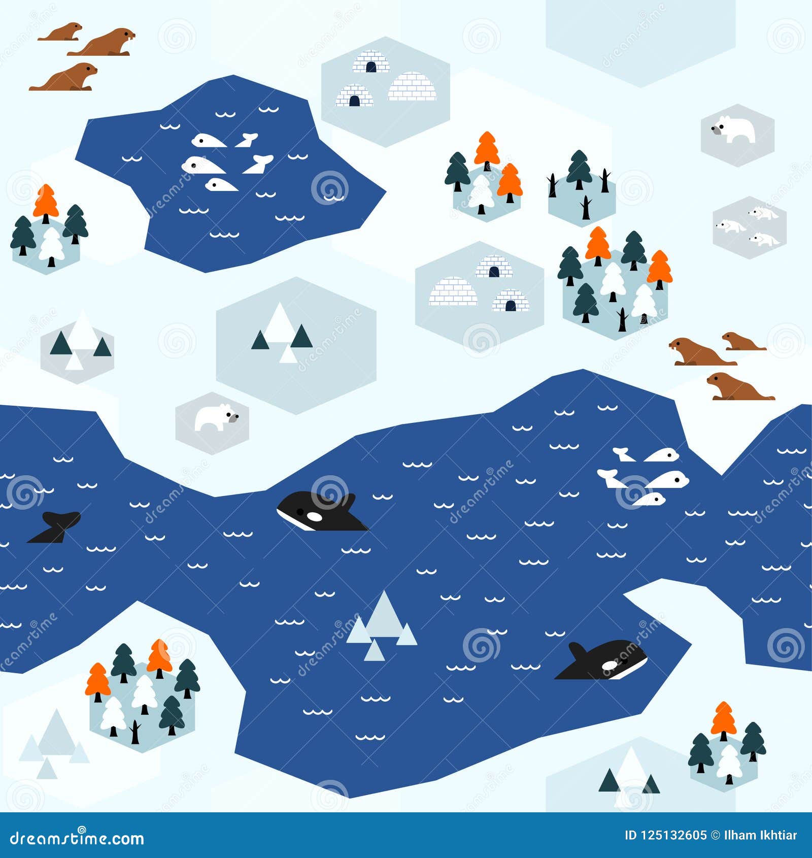 Flat Arctic Map Pattern Variant A Cartoon Vector | CartoonDealer.com ...