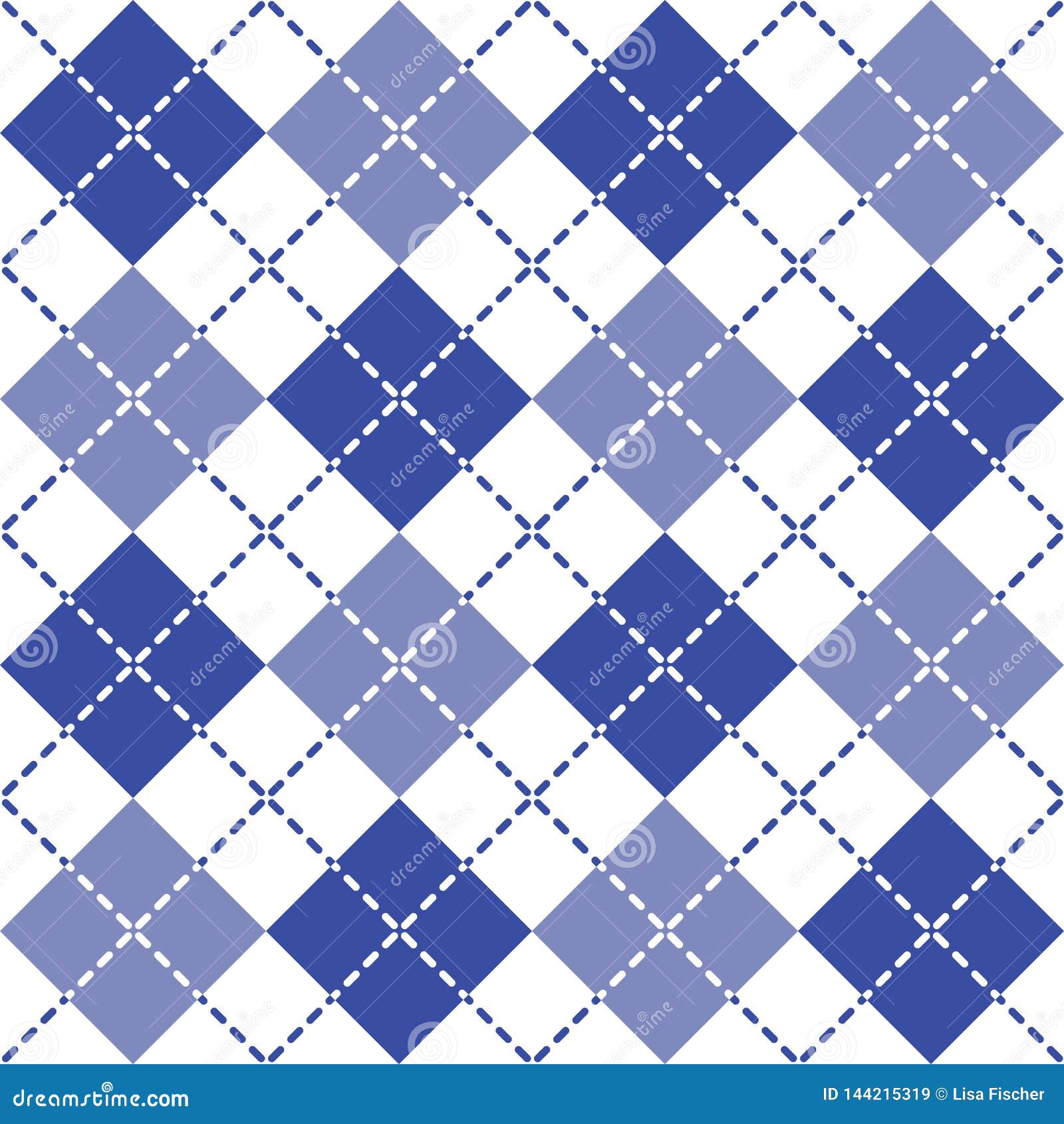 Dashed Argyle Pattern in Blue and White Stock Vector - Illustration of ...