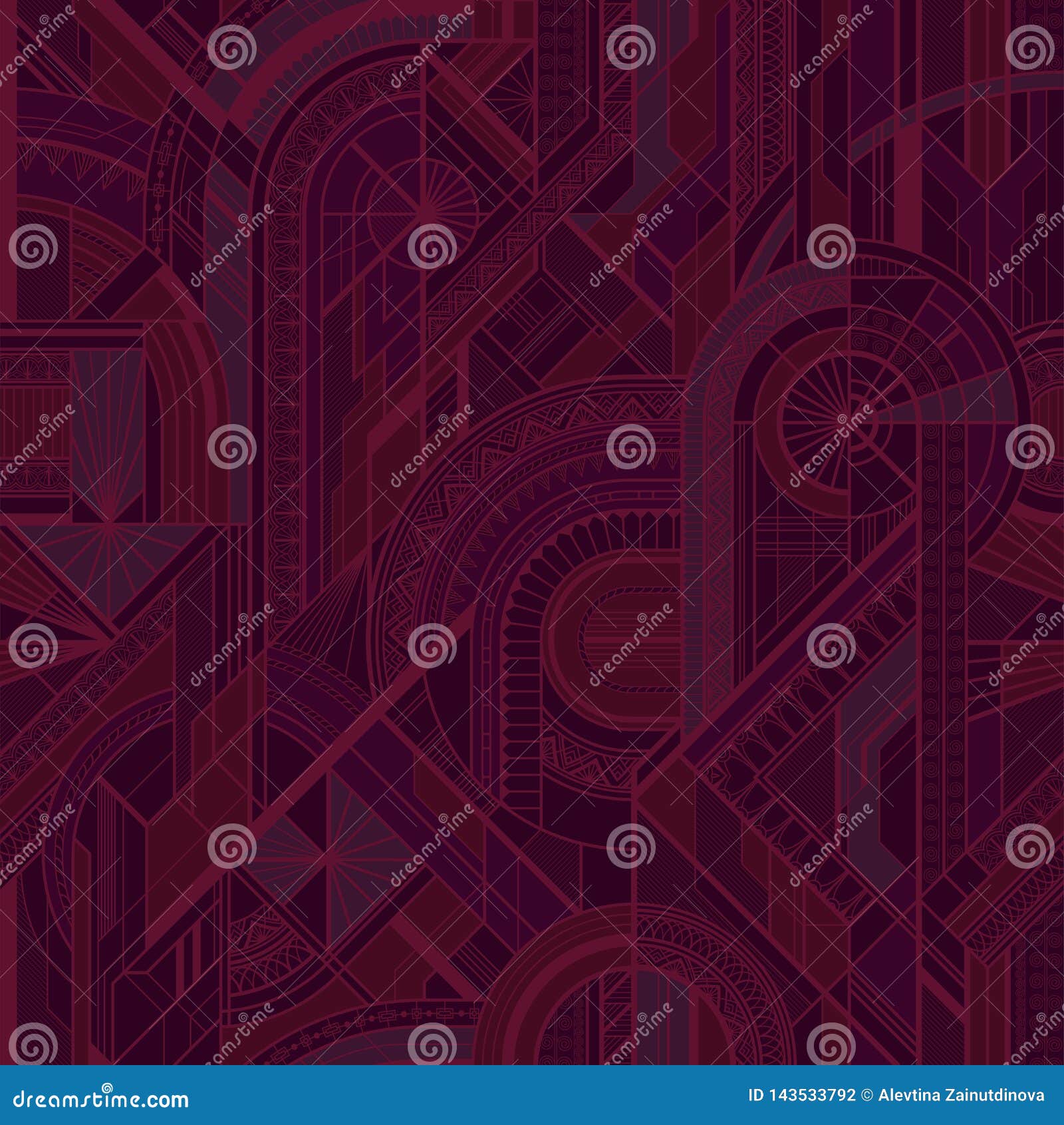Seamless Art Deco Geometric Burgundy Pattern Stock Vector ...