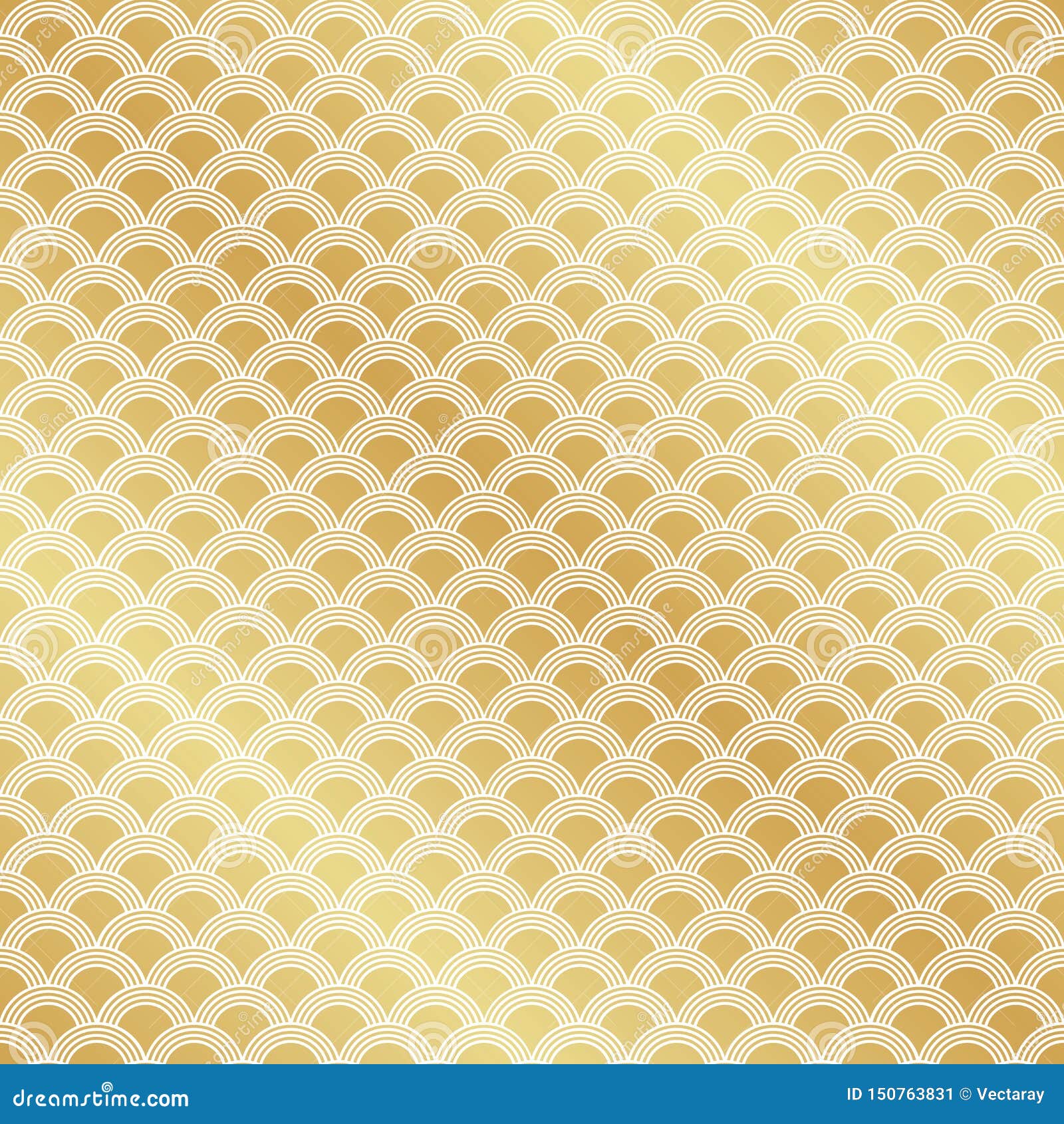 Seamless Art Deco Golden Scallop Pattern Background Stock Vector ...