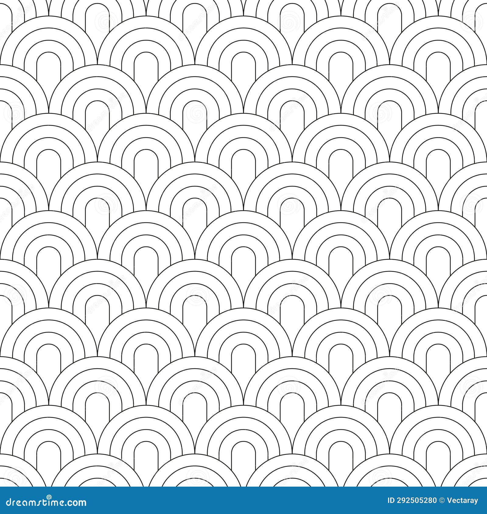 Seamless Art Deco Scallop Pattern Background Texture Stock Illustration ...