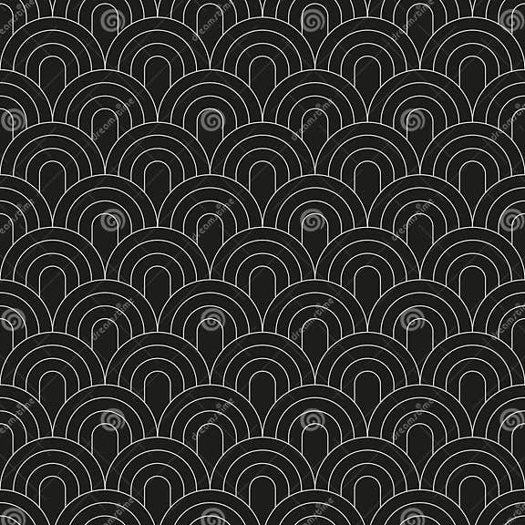 Seamless Art Deco Scallop Pattern Background Texture Stock Illustration ...