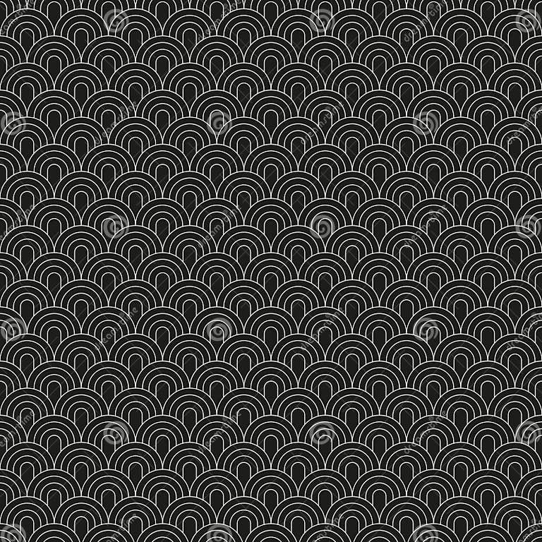 Seamless Art Deco Scallop Pattern Background Texture Stock Illustration ...