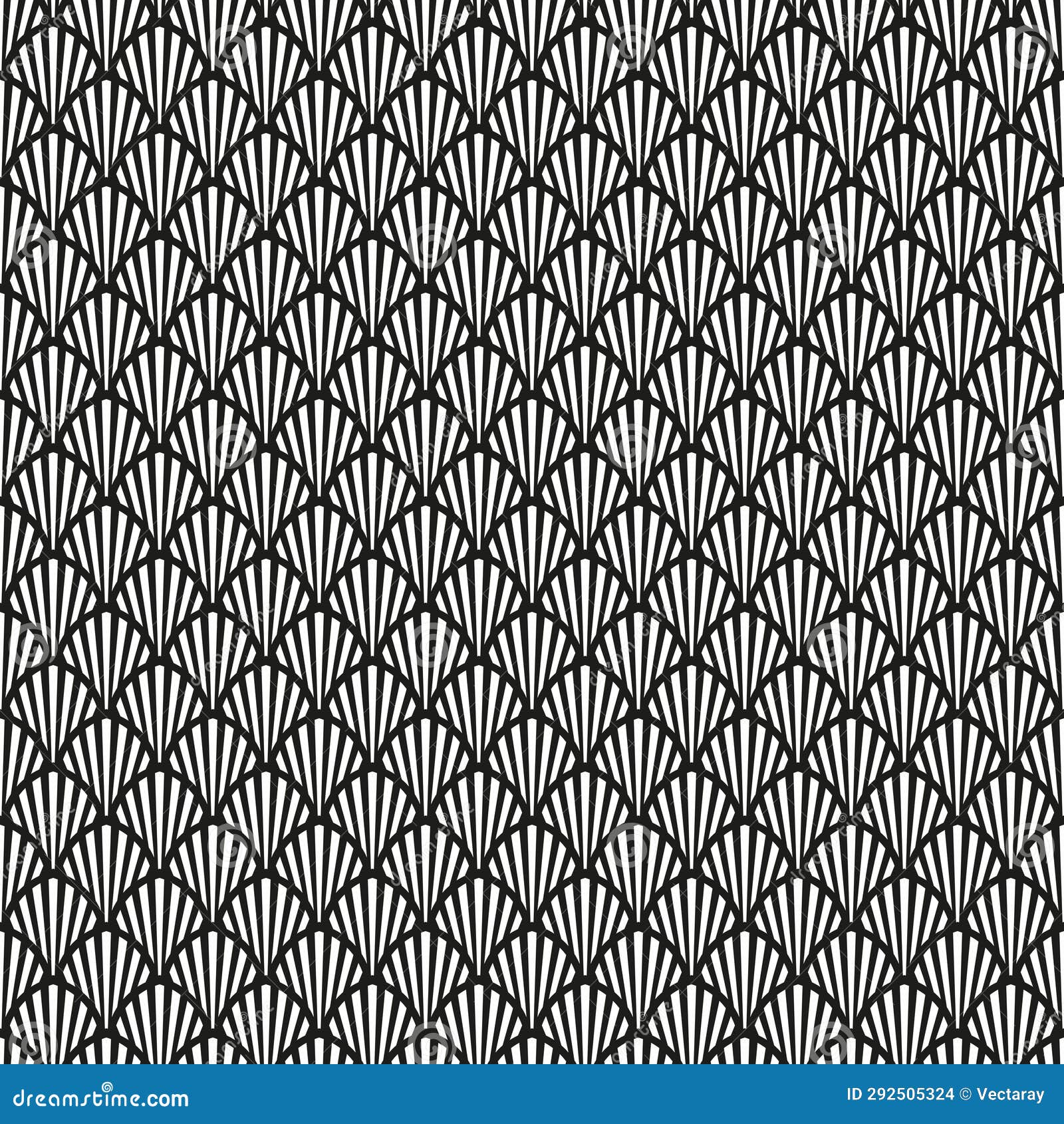 Seamless Art Deco Scallop Pattern Background Texture Stock Illustration ...