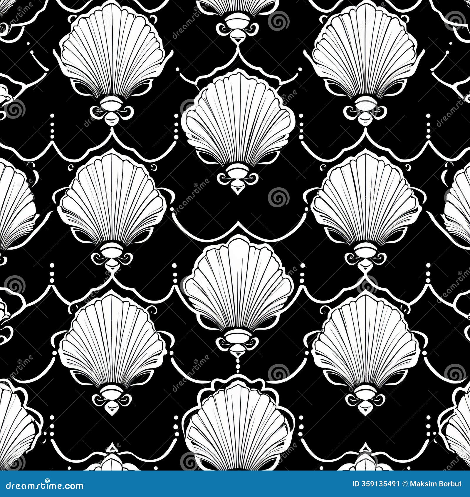 Seamless Art Deco Scallop Pattern Background Wallpaper Stock Image ...