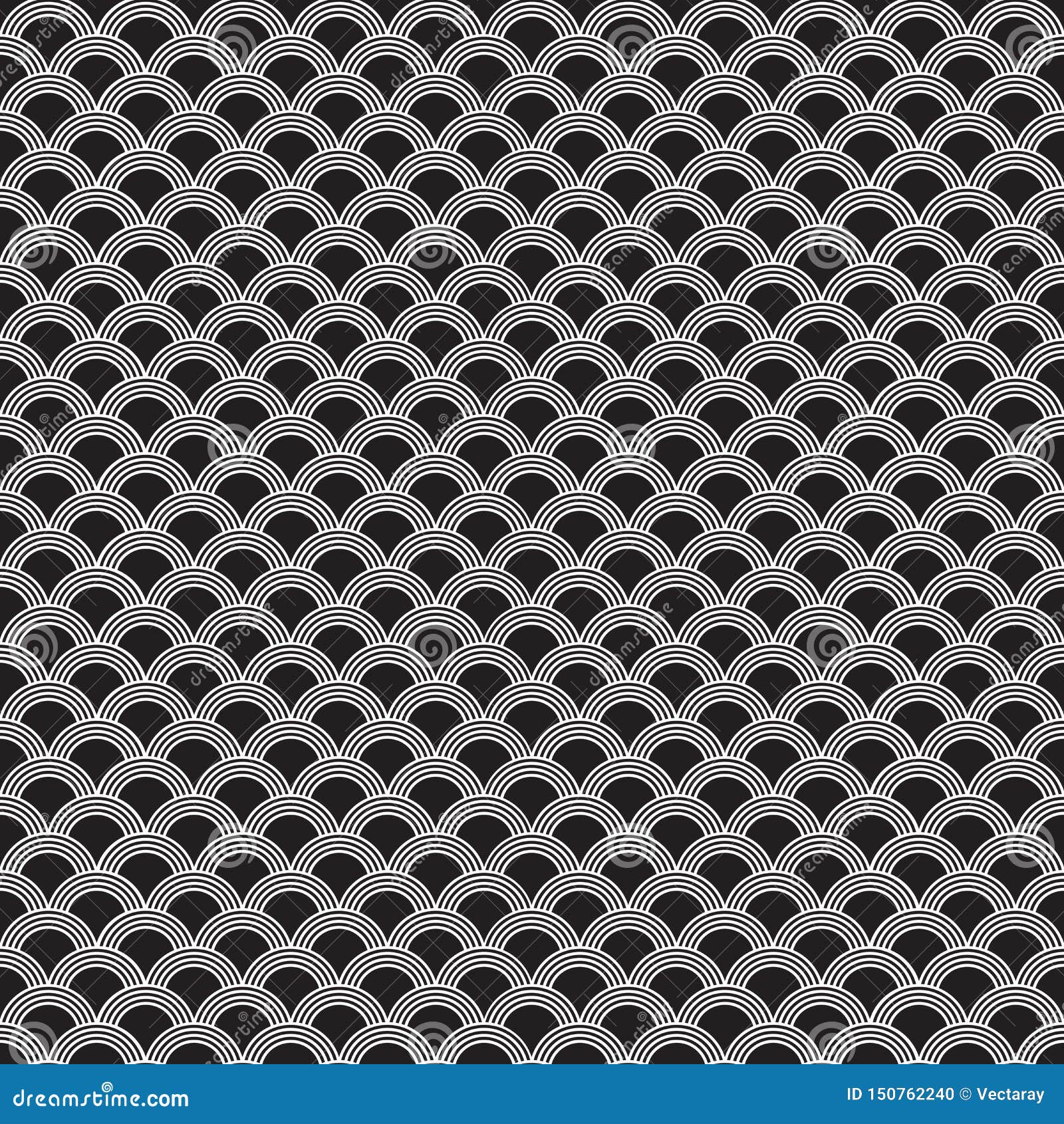 Seamless Art Deco Scallop Pattern Background Stock Illustration ...