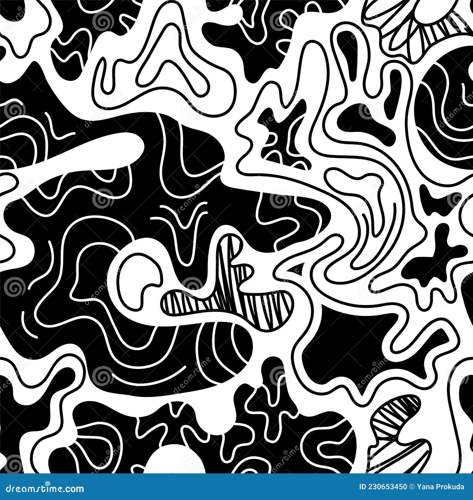 Seamless Artwork with Abstract Unusual Hand Drawn Vector Pattern Stock ...