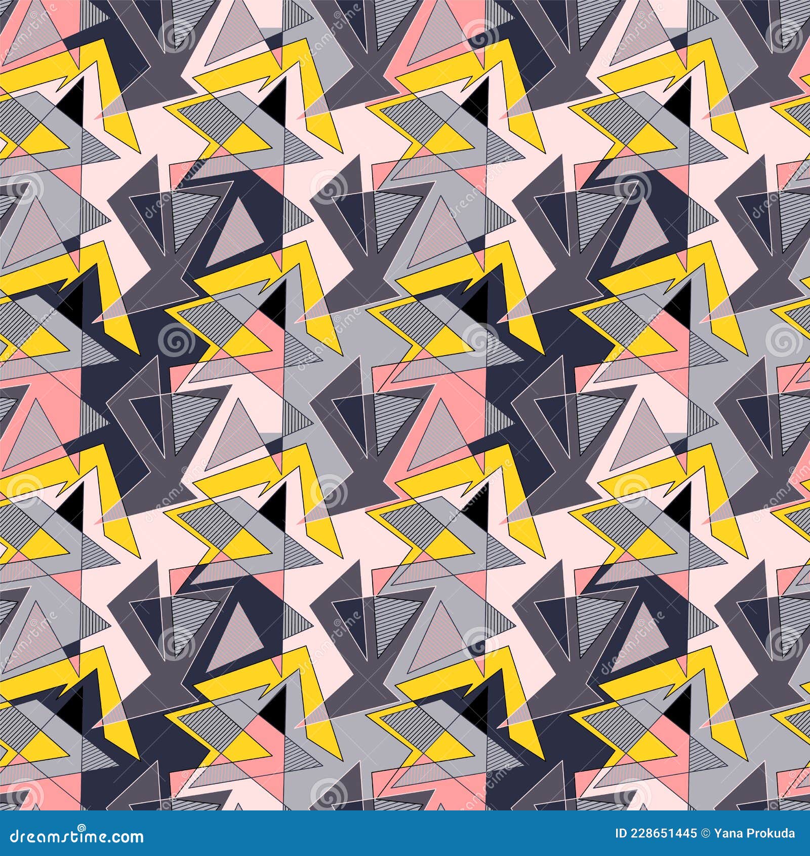 Seamless Artwork with Curved Abstract Triangle Elements for Prints ...