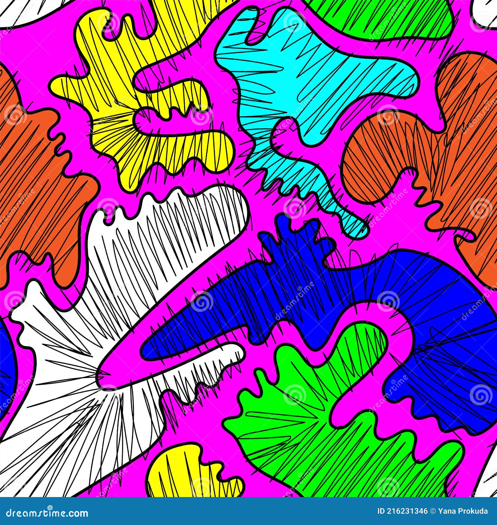 Seamless Artwork with Psychedelic Abstract Patterns Stock Vector ...