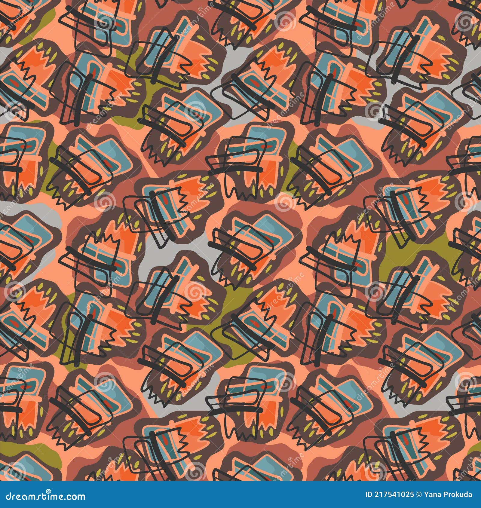 Seamless Artwork with Unusual Abstract Repeat Colorful Elements Stock ...