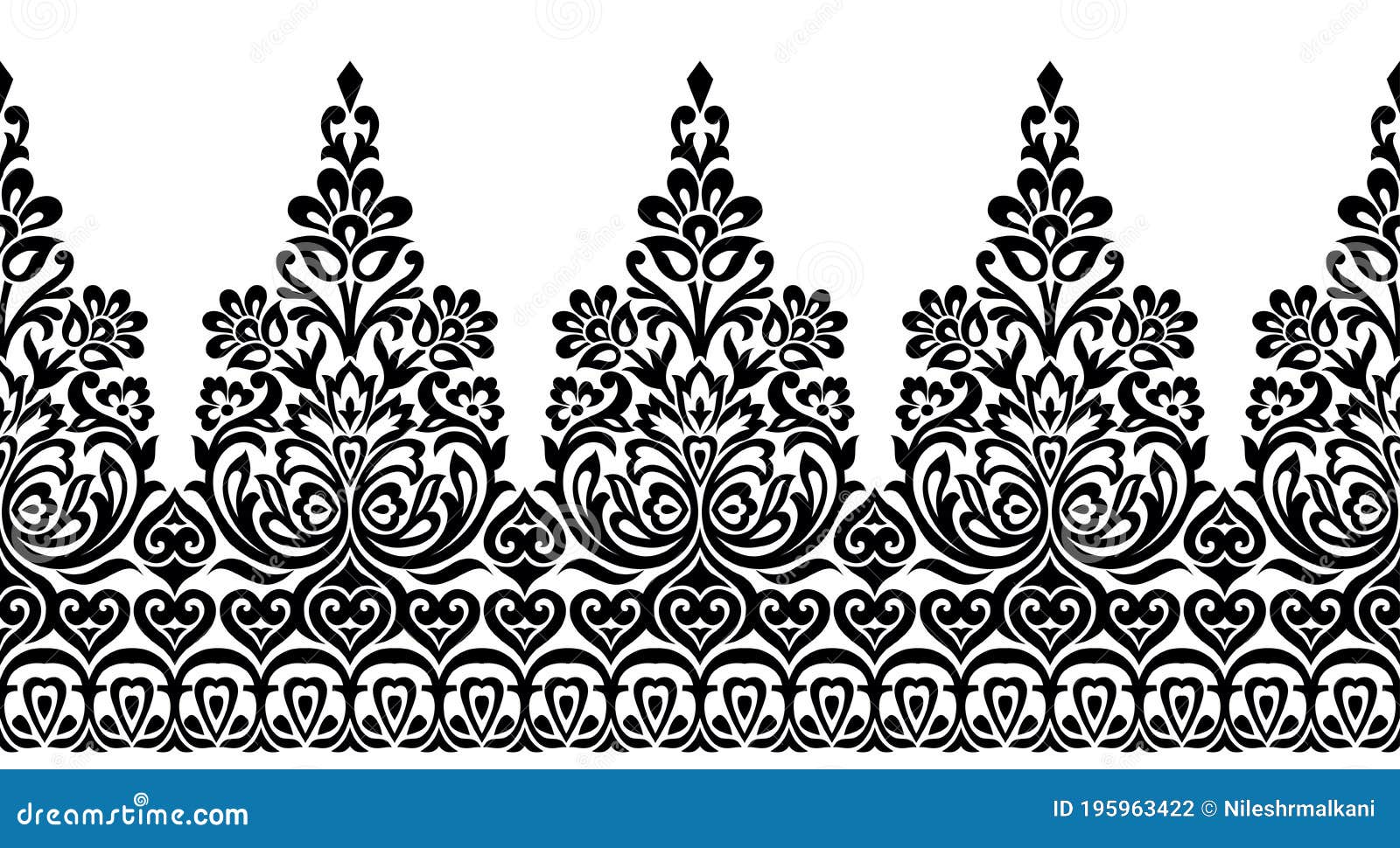 Seamless Asian Ethnic Border Design Stock Vector - Illustration of lacy ...