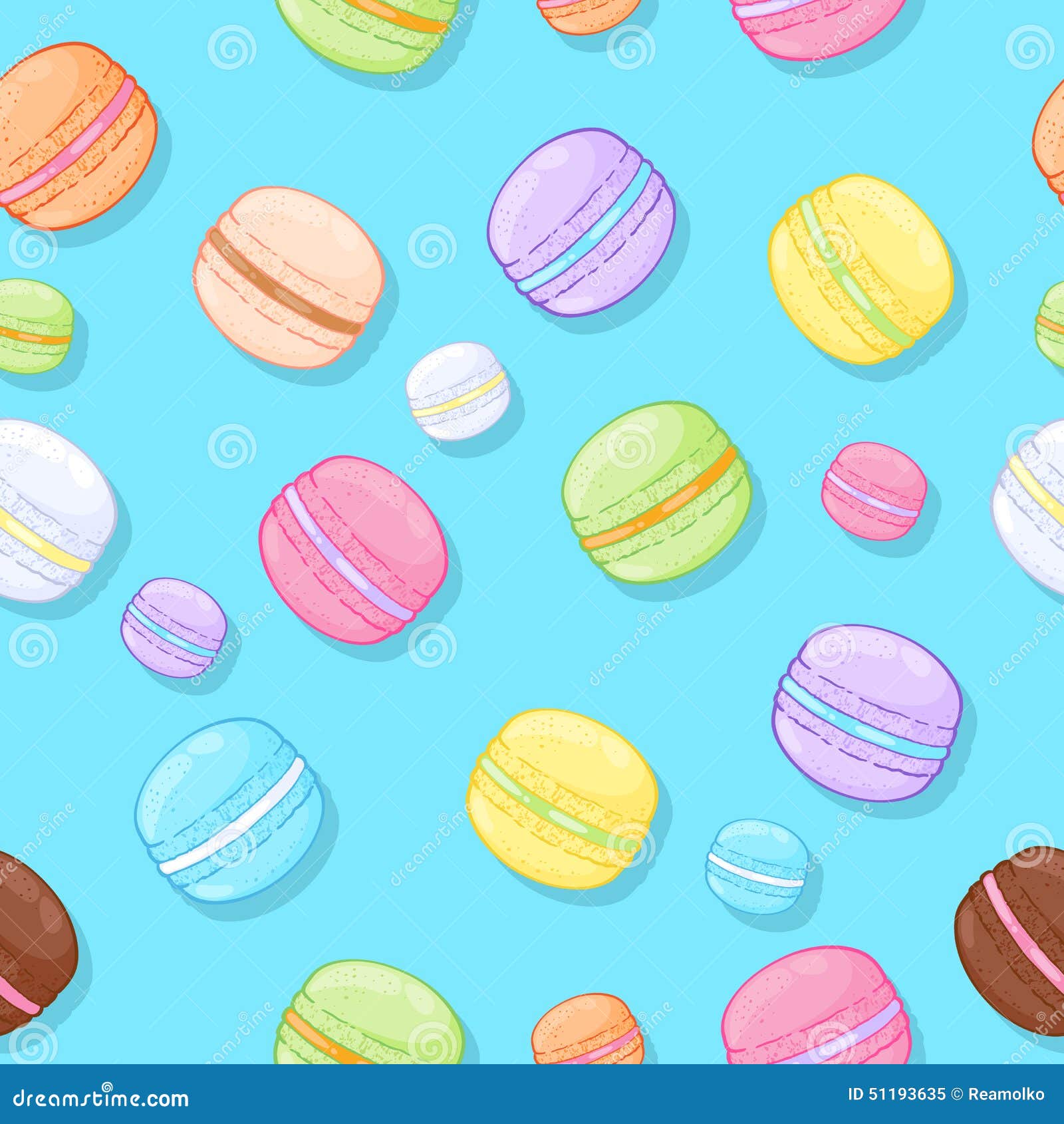 Seamless Assorted Macarons Pattern. Cartoon Vector | CartoonDealer.com ...