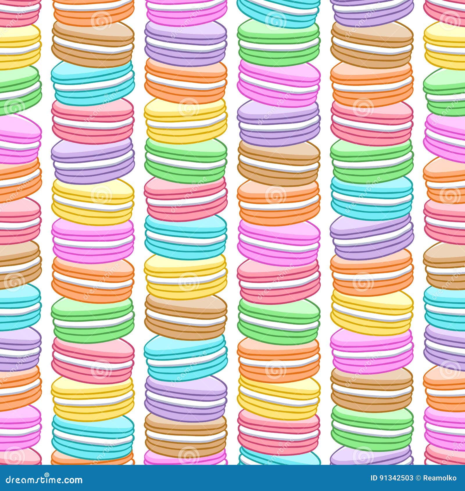 Seamless Assorted Macarons Pattern Background Illustrations ...