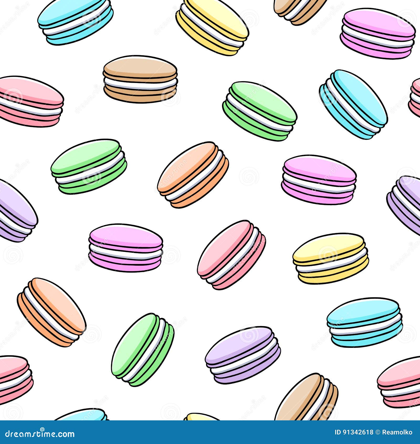 Seamless Assorted Macarons Pattern. Cartoon Vector | CartoonDealer.com ...