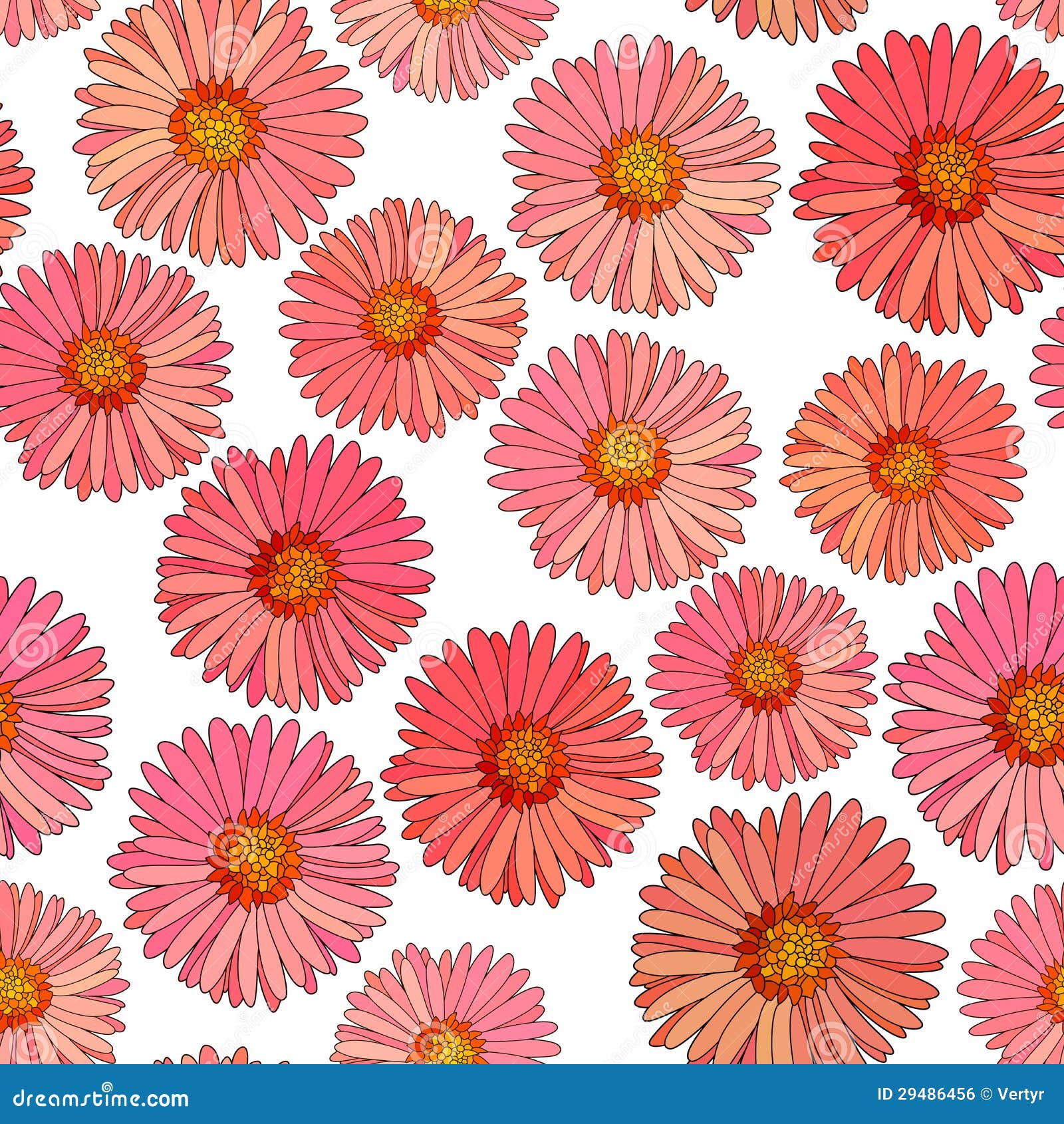 Seamless Aster Vector Background. Stock Vector - Illustration of petal ...