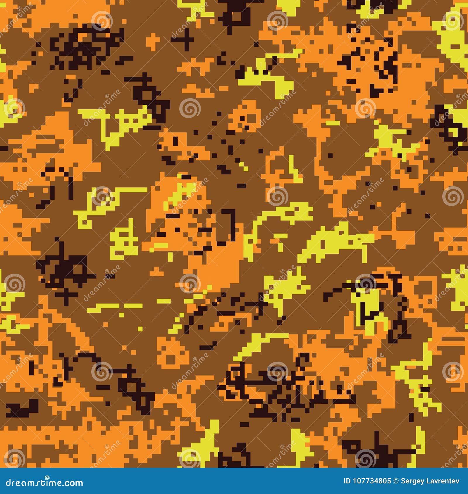 Seamless Autumn Camouflage of Pixel Pattern Stock Vector - Illustration ...