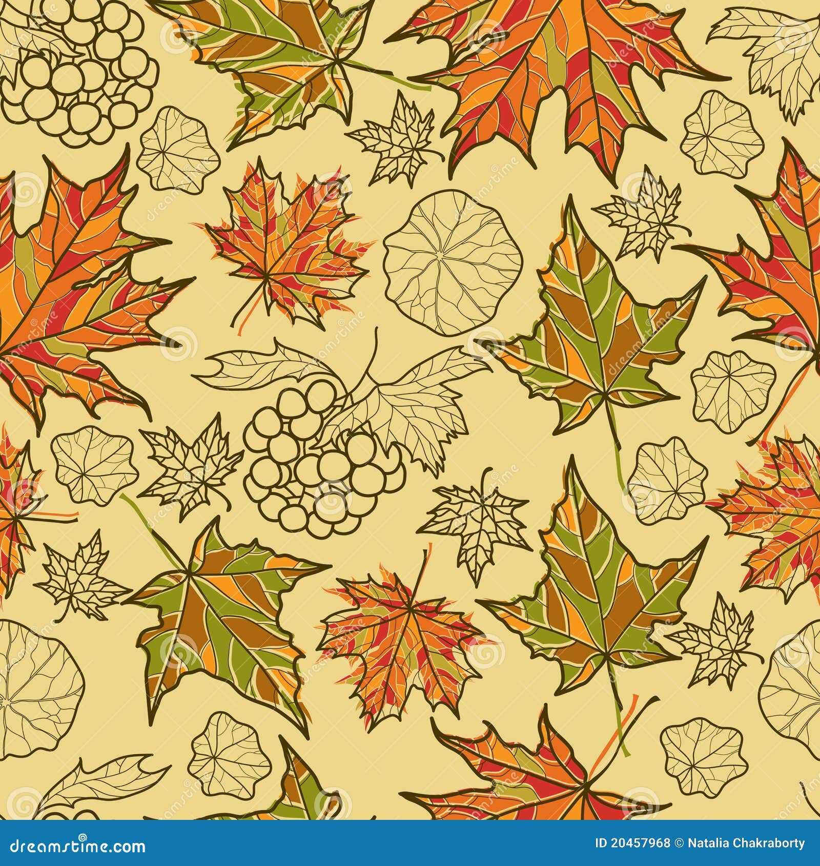 Seamless Autumn Leaves Background. Stock Vector - Illustration of ...