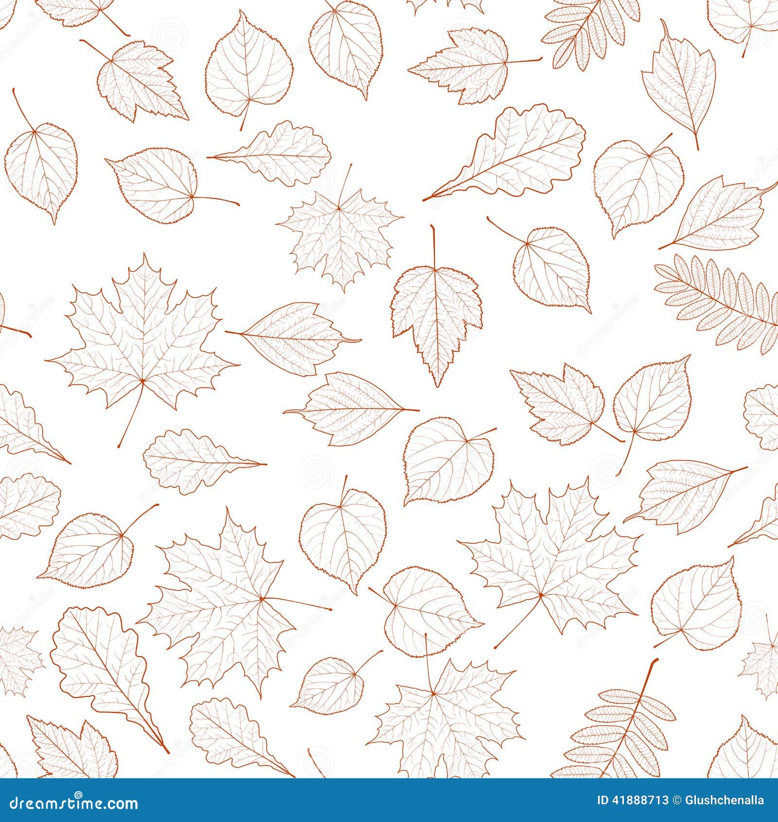 Seamless Autumn Leaves Pattern Template. Stock Vector - Illustration of color, fall: 41888713
