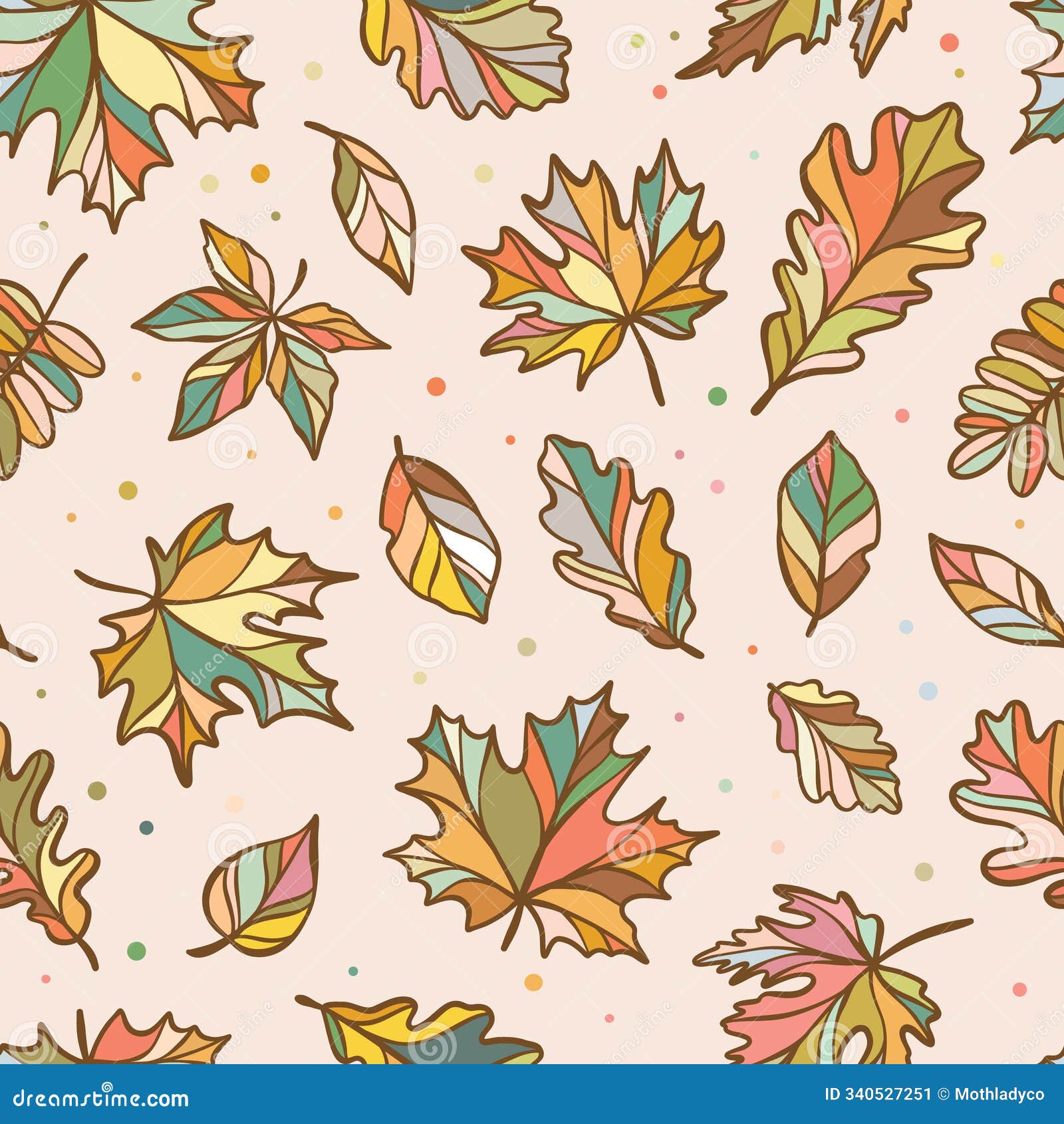 Seamless Autumn Leaves Pattern, Vector Leaf Print Repeating Tile ...
