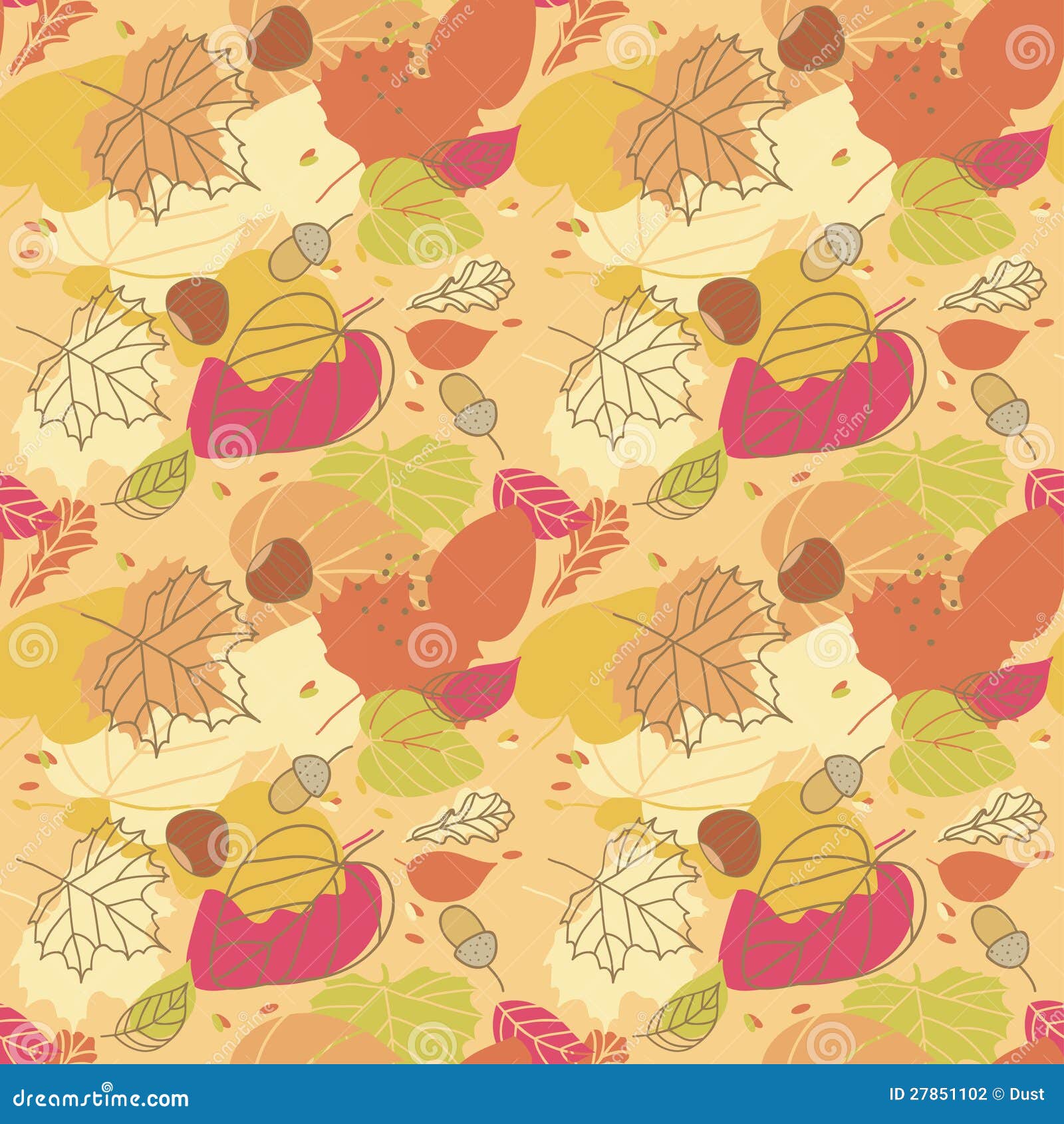 Seamless Autumn Pattern stock illustration. Illustration of acorn ...
