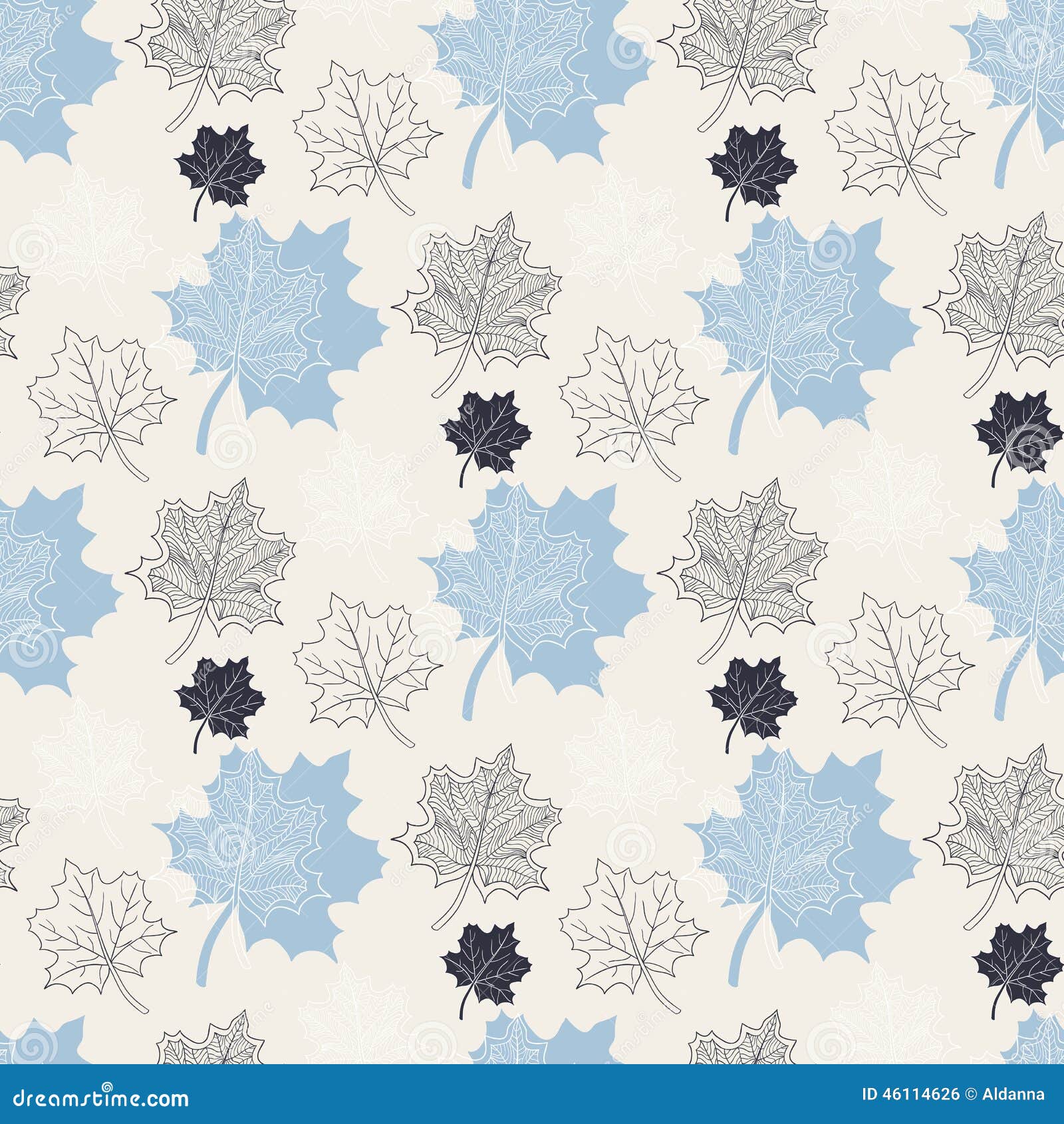 Seamless Autumn Pattern,abstract Blue Leaf Stock Vector - Illustration ...