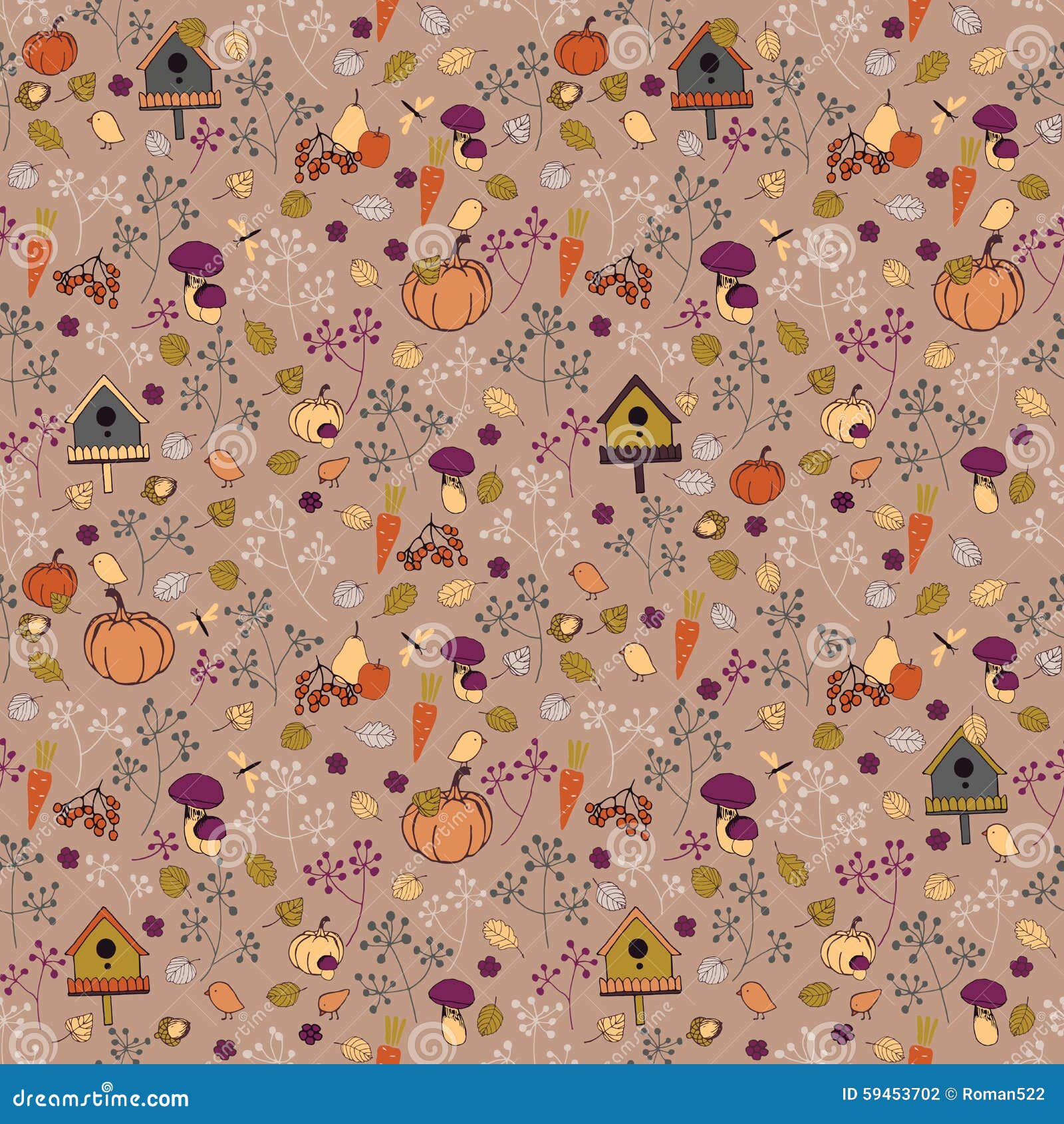 Seamless autumn pattern stock vector. Illustration of leaves - 59453702