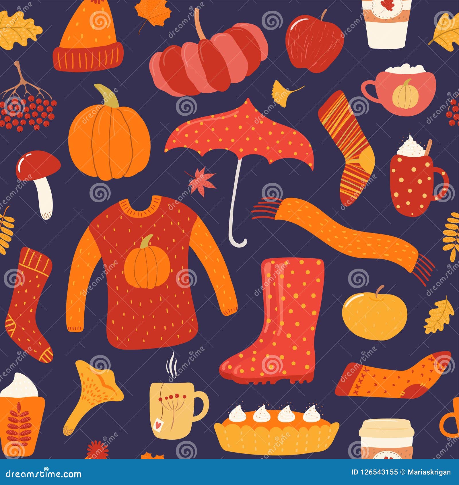 Seamless autumn pattern stock vector. Illustration of decor - 126543155 Seamless autumn pattern stock vector. Illustration of decor - 126543155