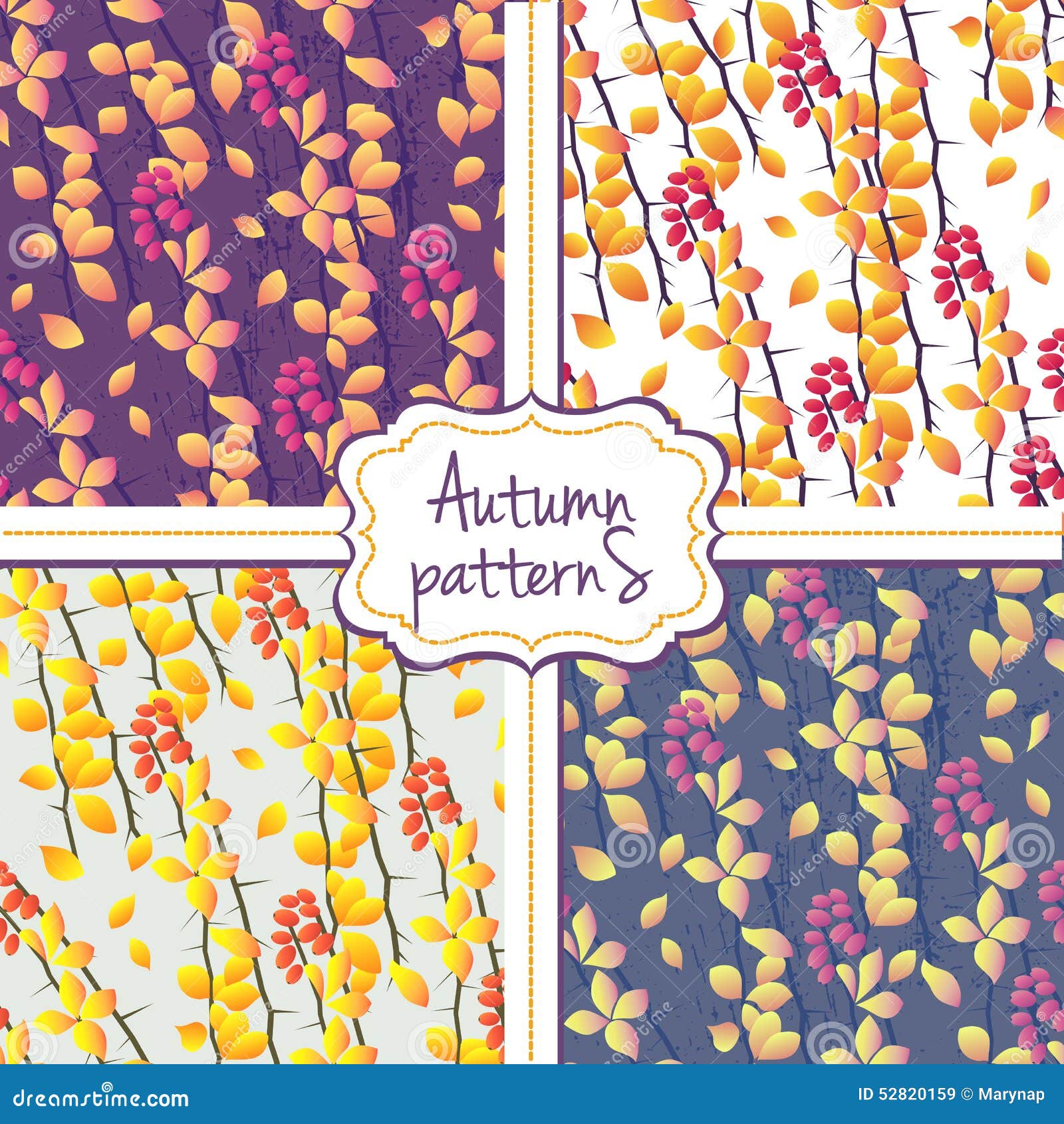 Seamless Autumn Pattern Set Stock Vector - Illustration of fall ...