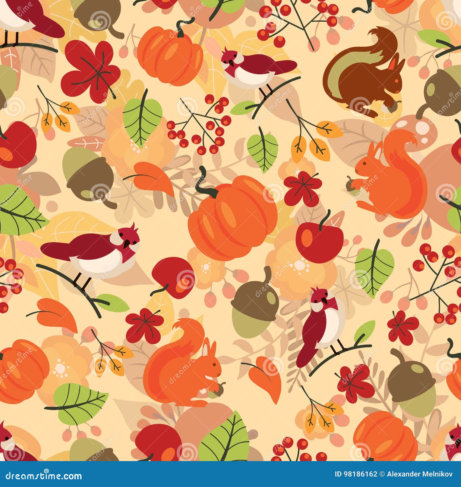 Seamless autumn pattern stock vector. Illustration of pattern - 98186162