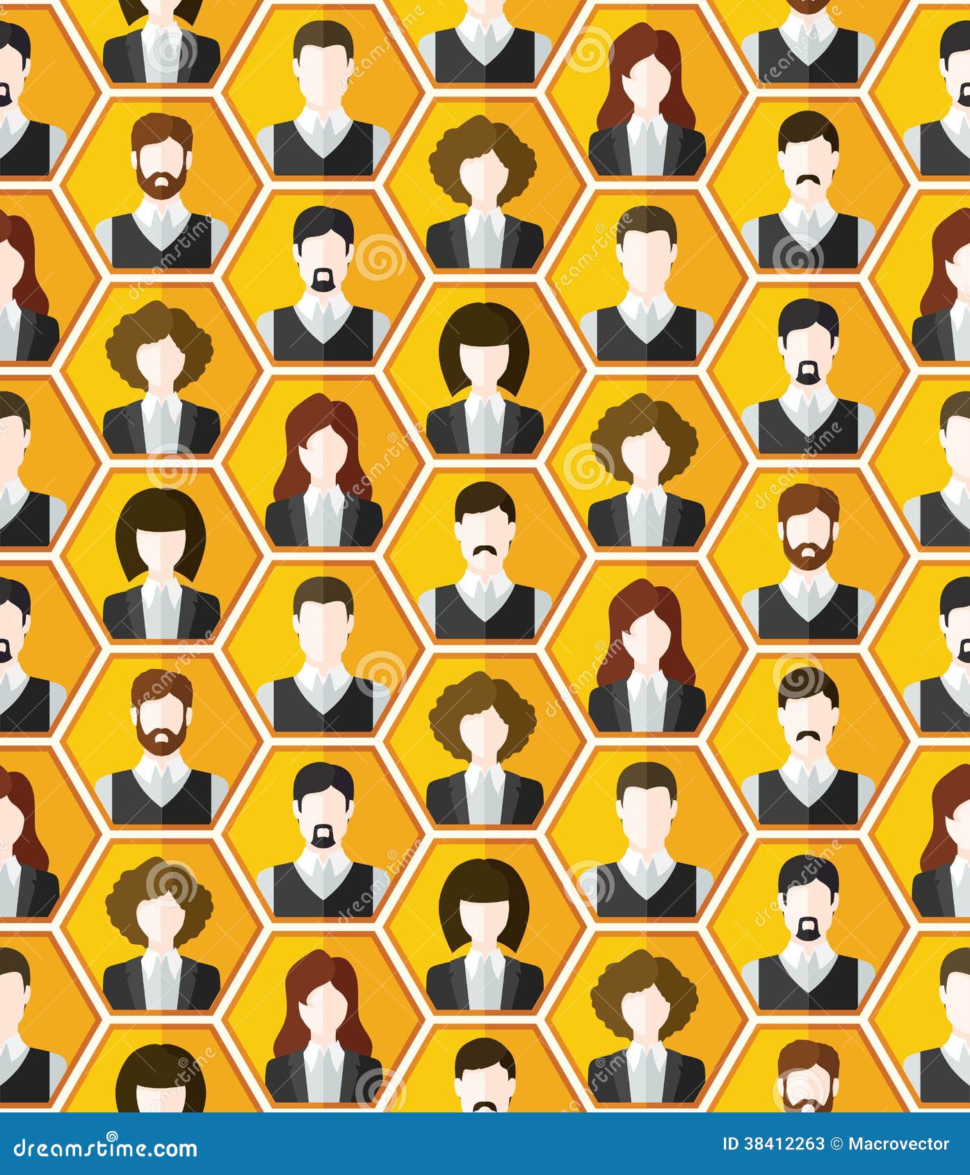 Seamless Avatar Characters Pattern Background Vector Illustration ...