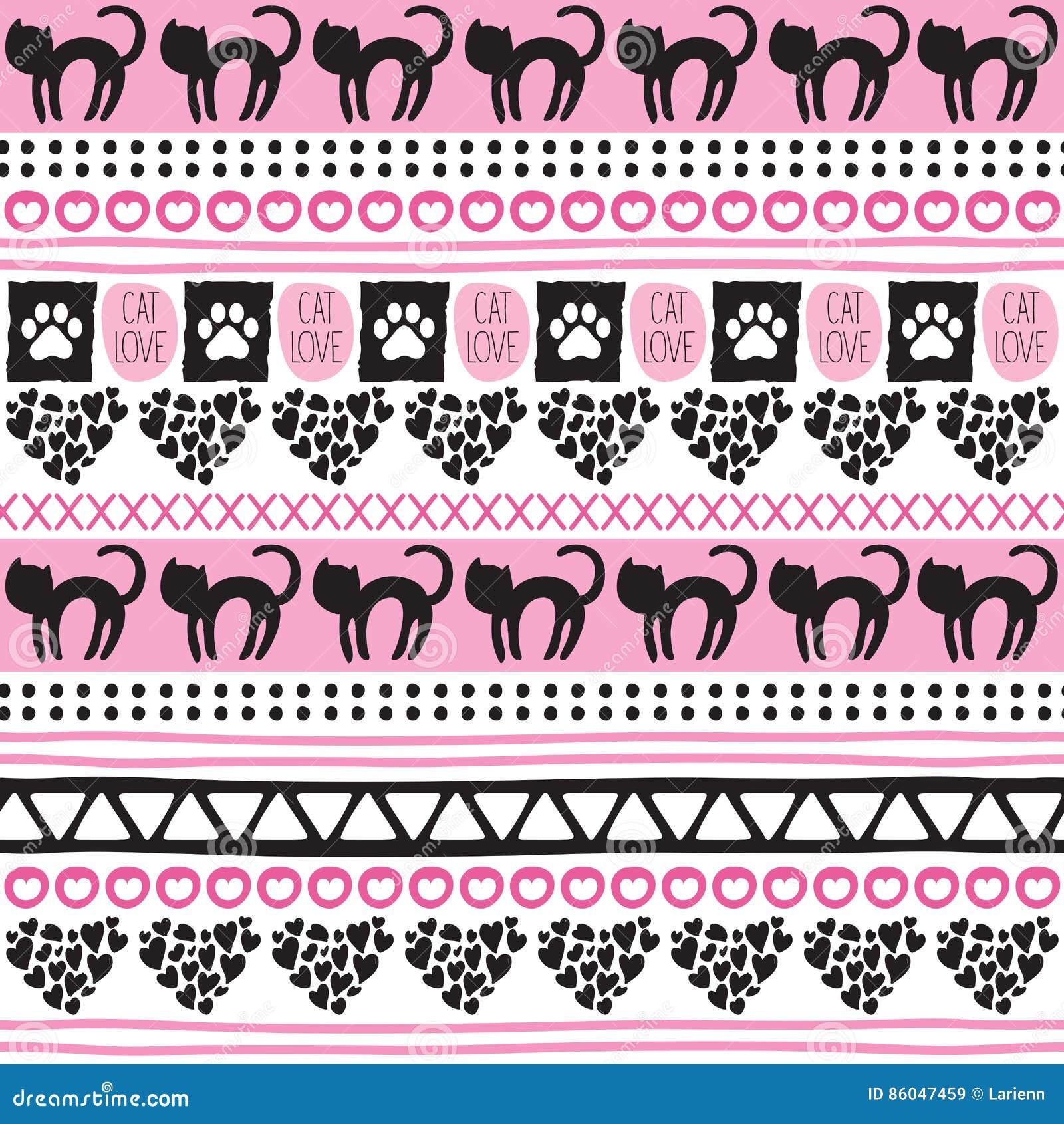 Seamless Aztec Cat Pattern Vector Illustration Stock Vector ...
