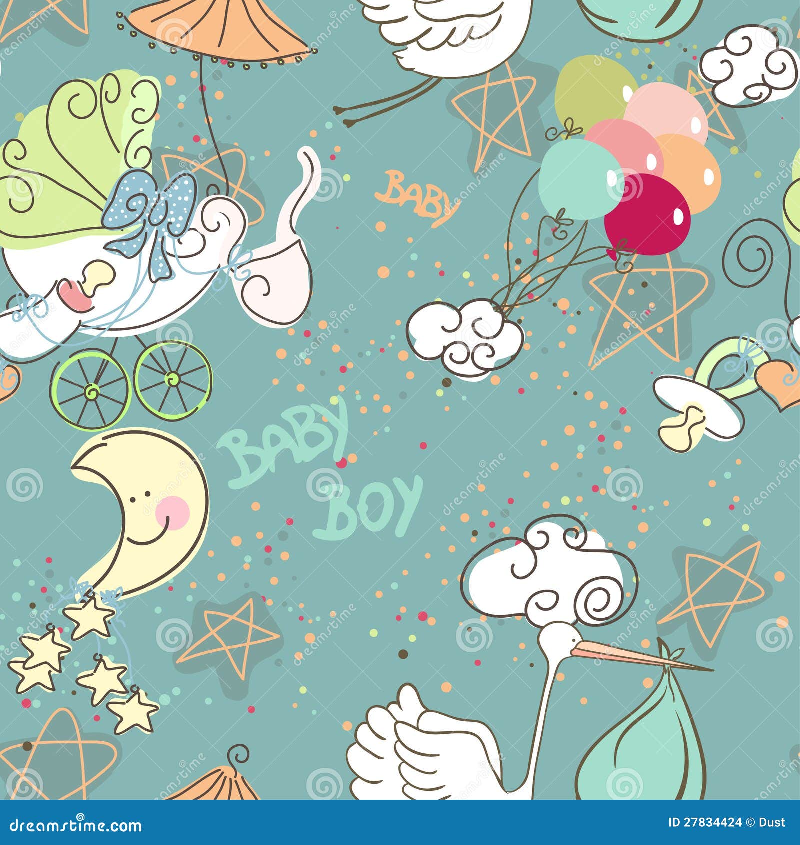 Seamless Baby Boy pattern stock vector. Illustration of backdrop - 27834424