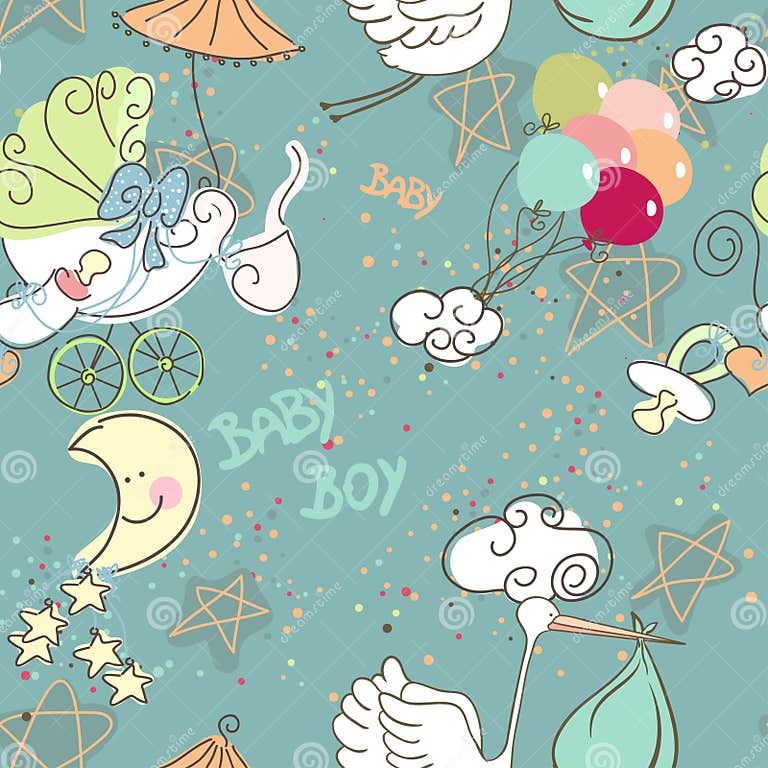 Seamless Baby Boy pattern stock vector. Illustration of backdrop - 27834424