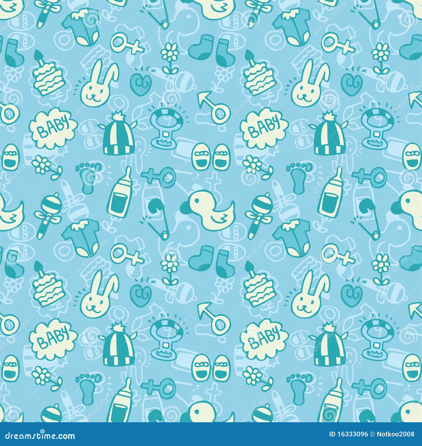 Seamless Baby Shower Pattern On Blue Background Vector Illustration ...
